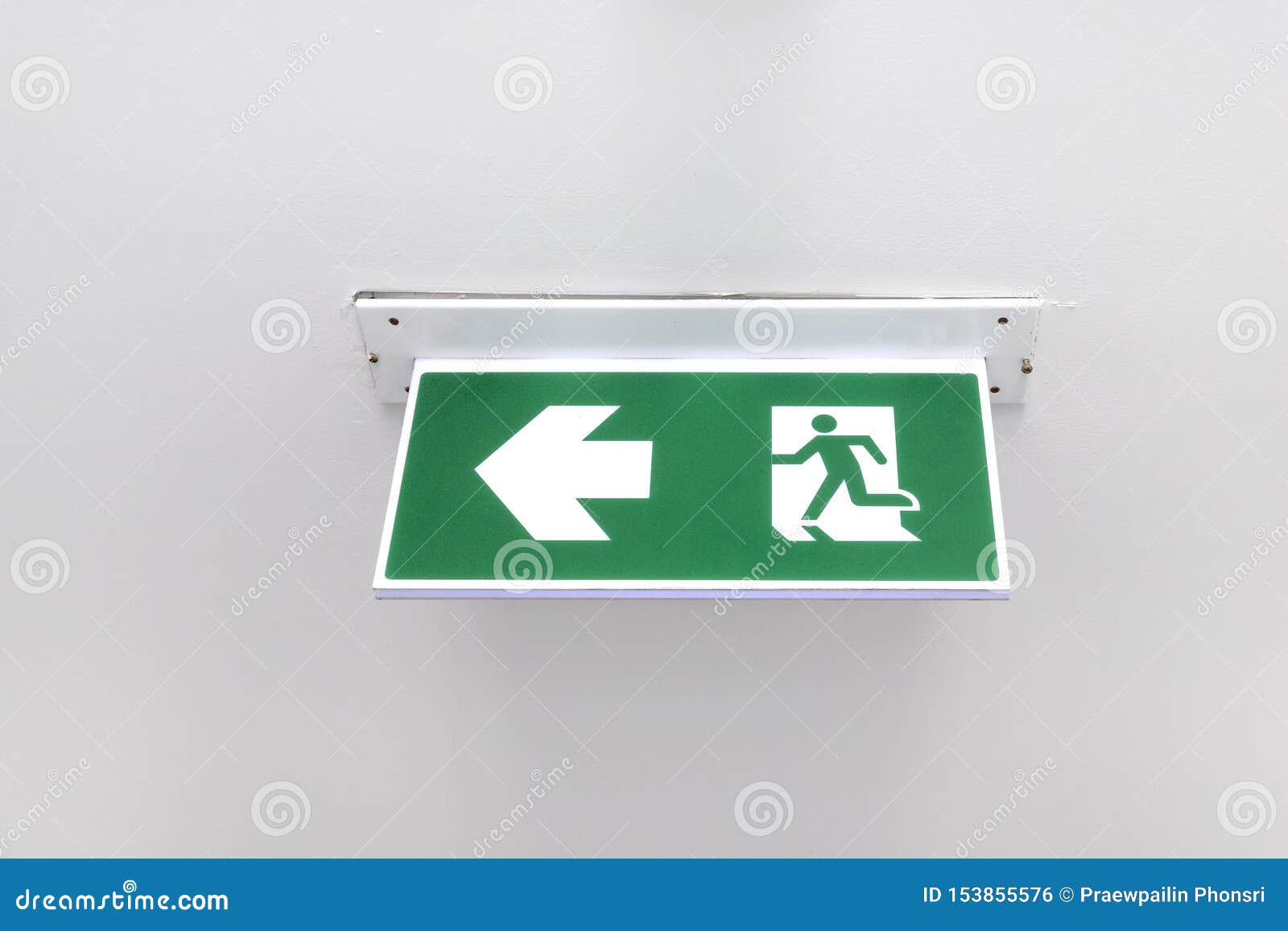 Fire Exit Sign. Emergency Fire Exit Door Exit Door on Ceiling Stock ...