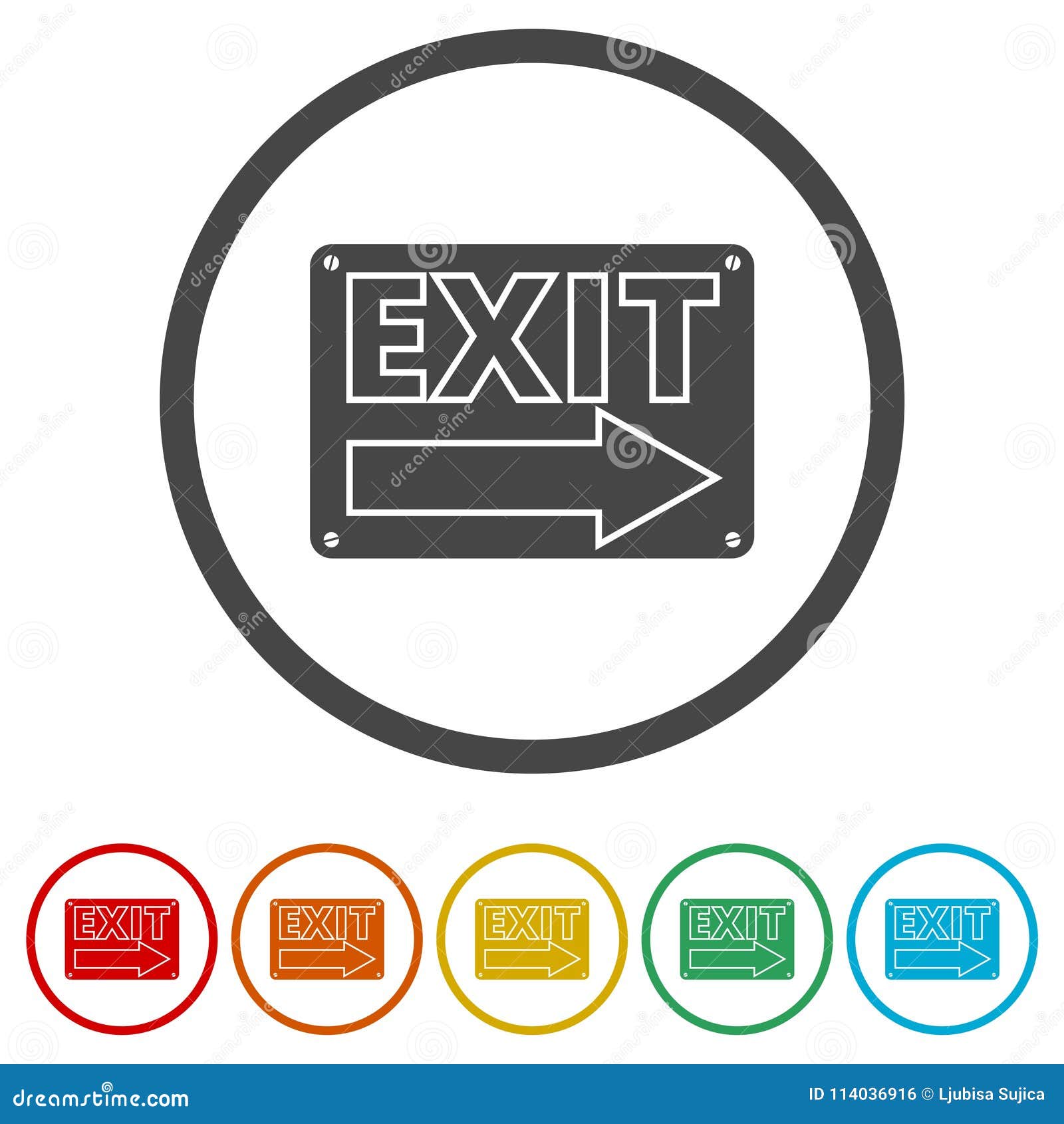 Fire Exit Sign, Emergency Exit, 6 Colors Included Stock Vector ...