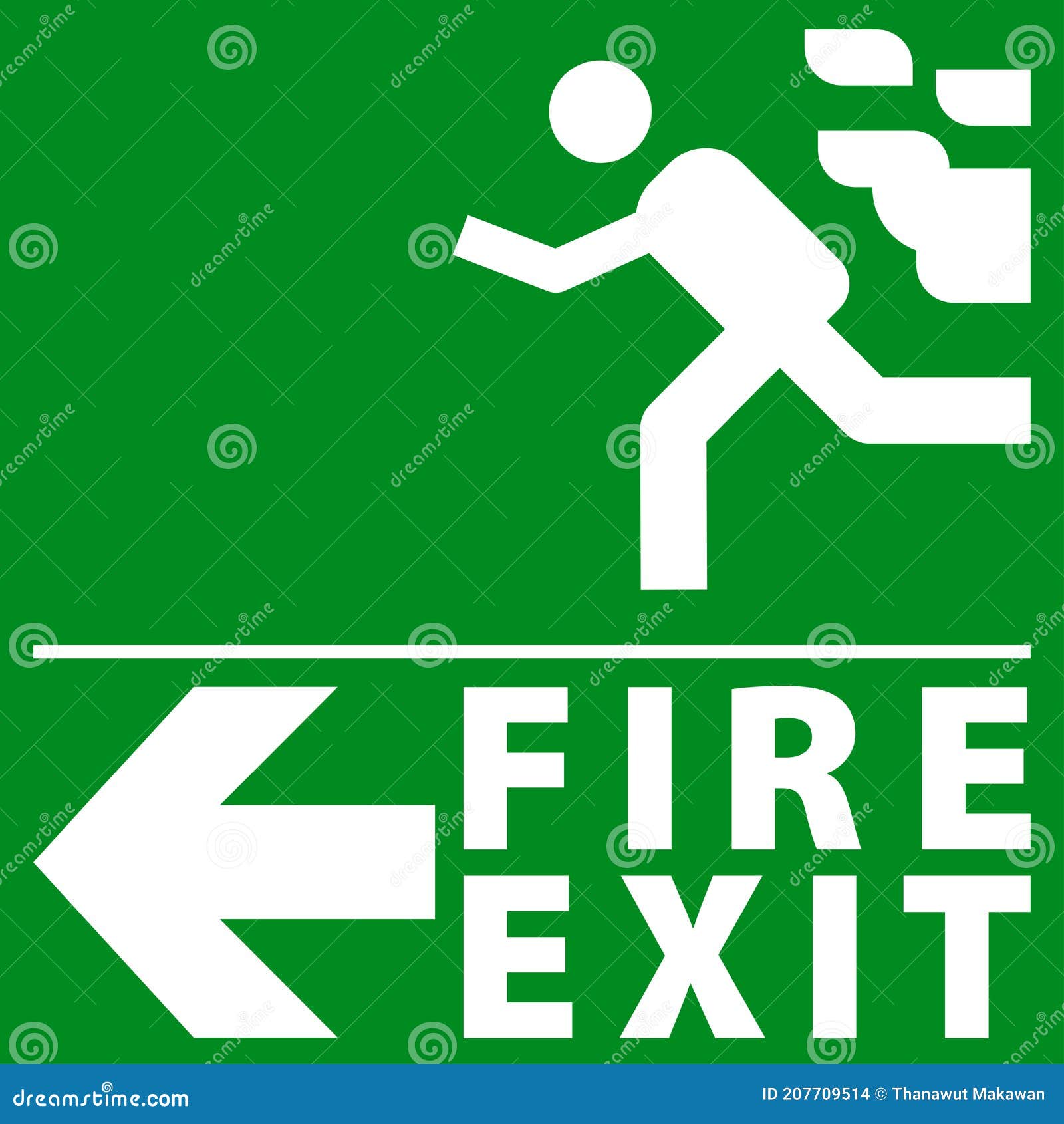 Fire Exit Sign stock vector. Illustration of floor, closeup - 207709514
