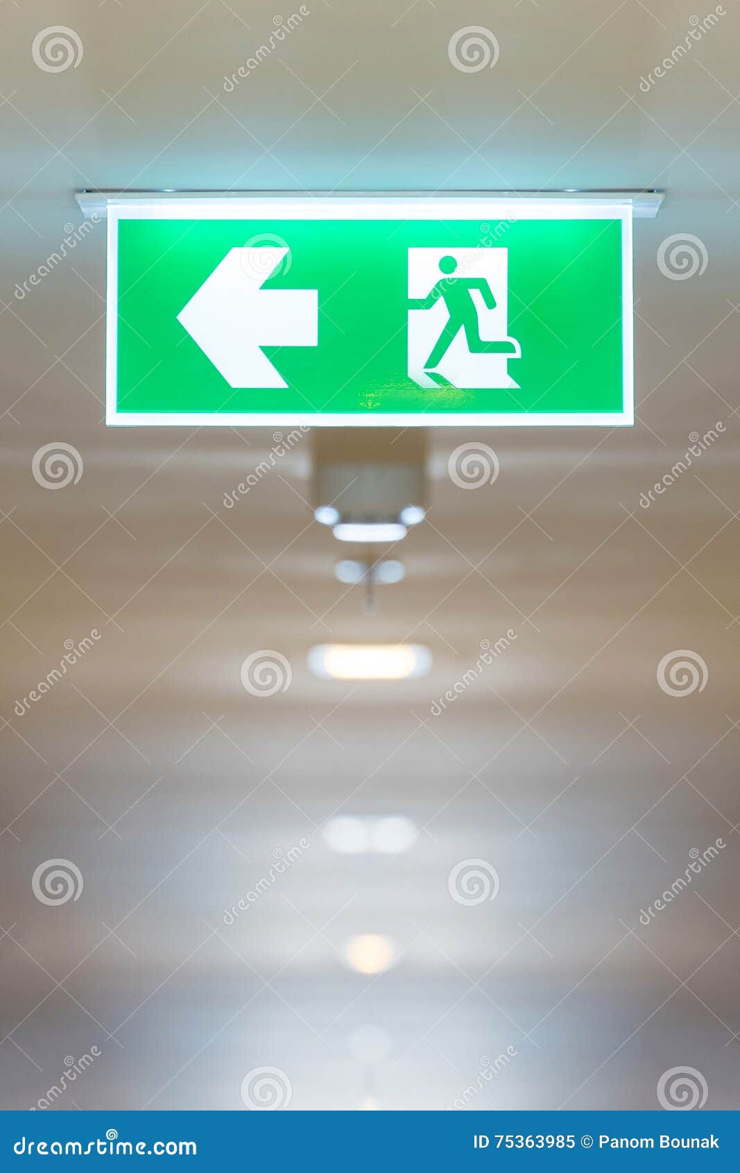 Fire Exit Sign in High Rise Building Stock Image - Image of emergency ...