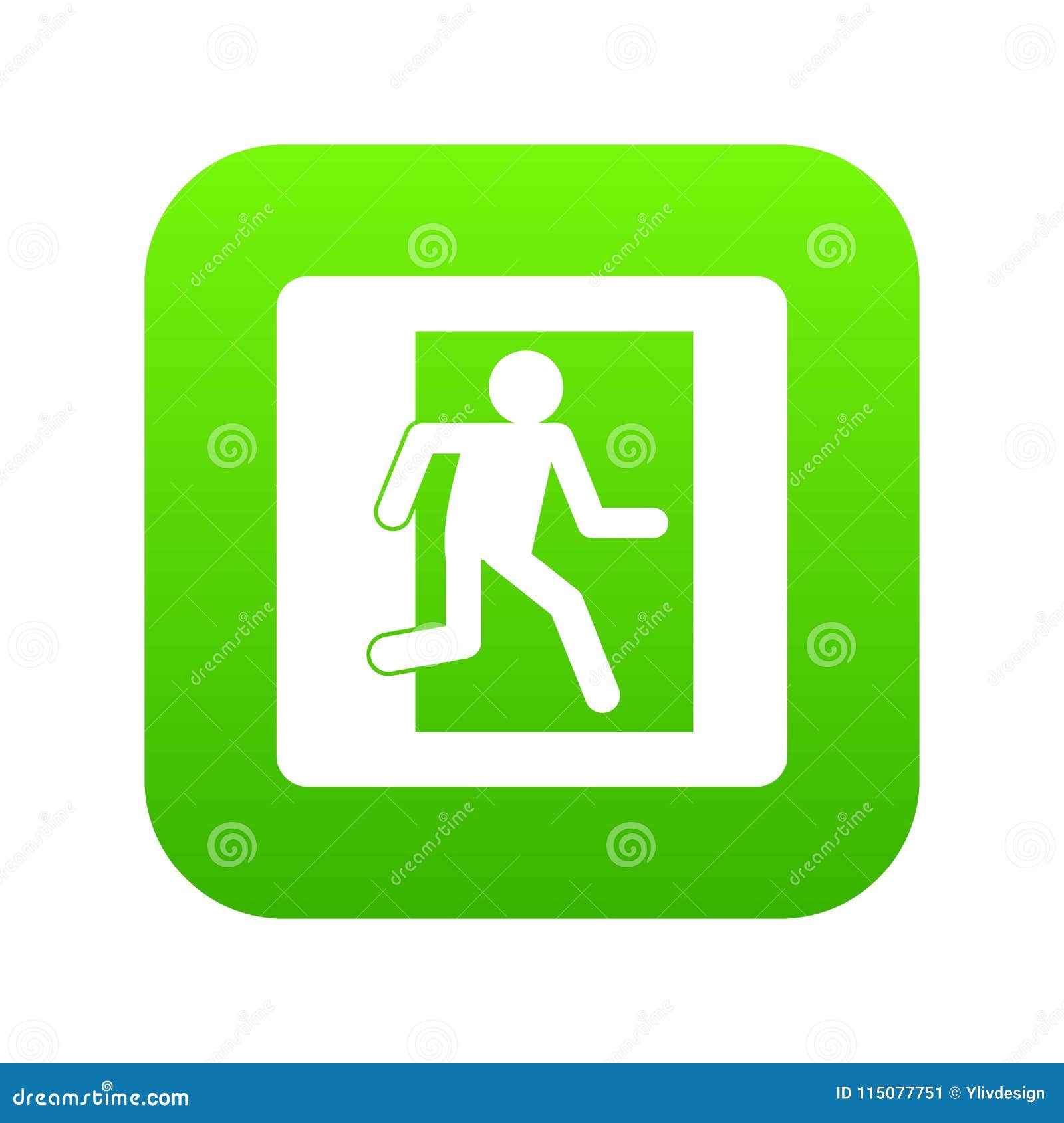 Fire Exit Sign Icon Digital Green Stock Vector - Illustration of ...