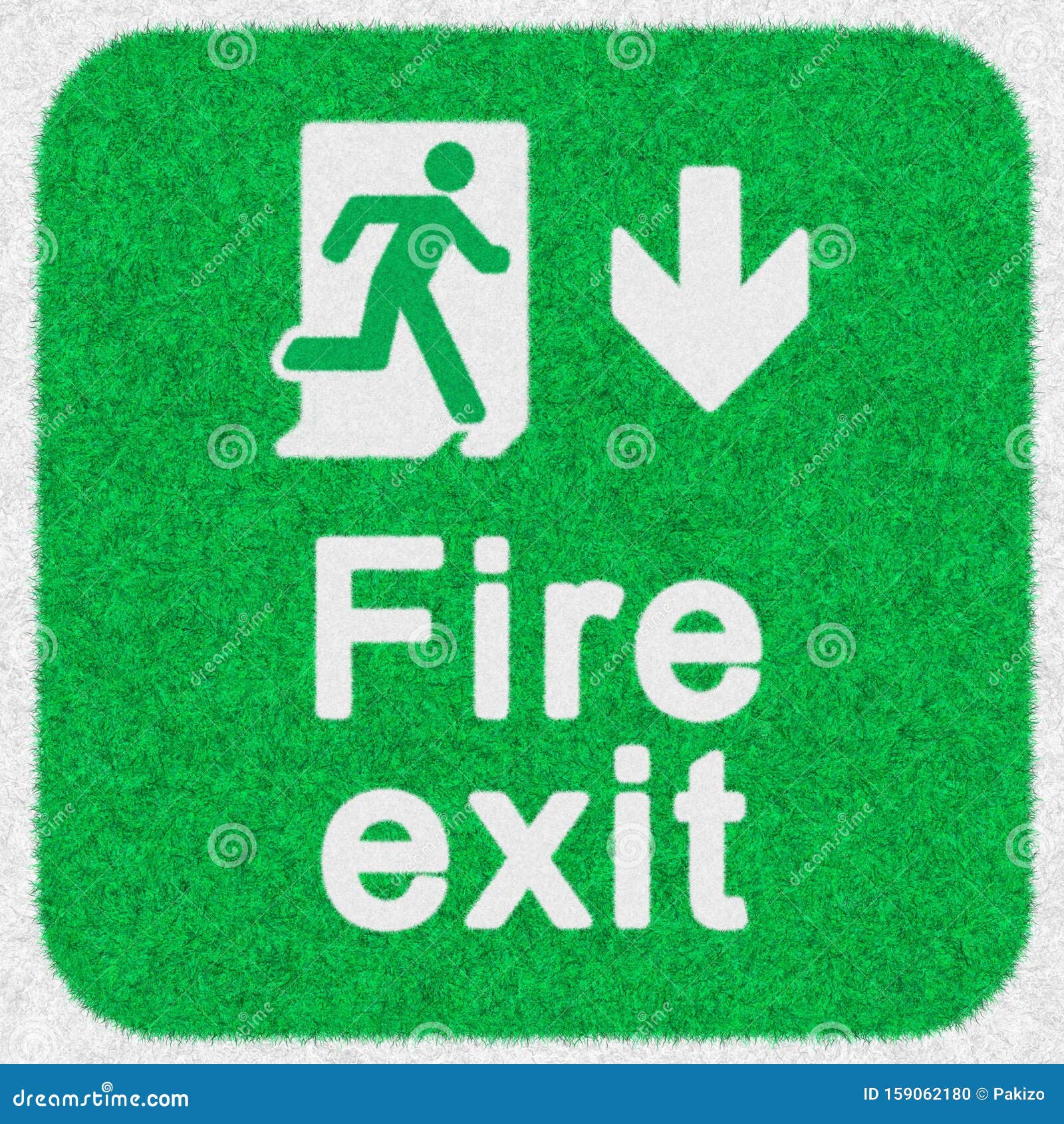 Fire Exit Sign, Safety Symbol Icon Isolated in Green Background ...