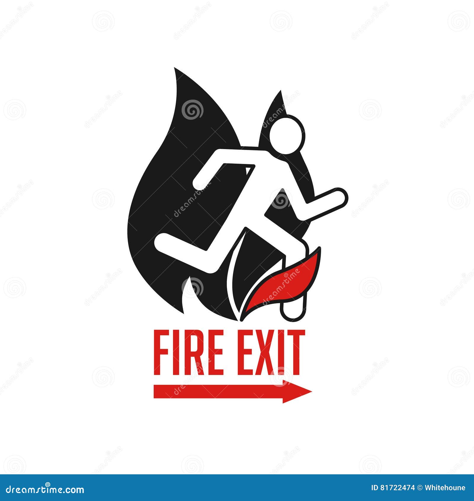 Fire exit sign stock vector. Illustration of graphics - 81722474