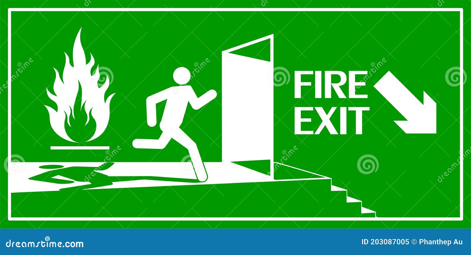 Fire Exit Sign. Vector Illustration Stock Vector - Illustration of ...