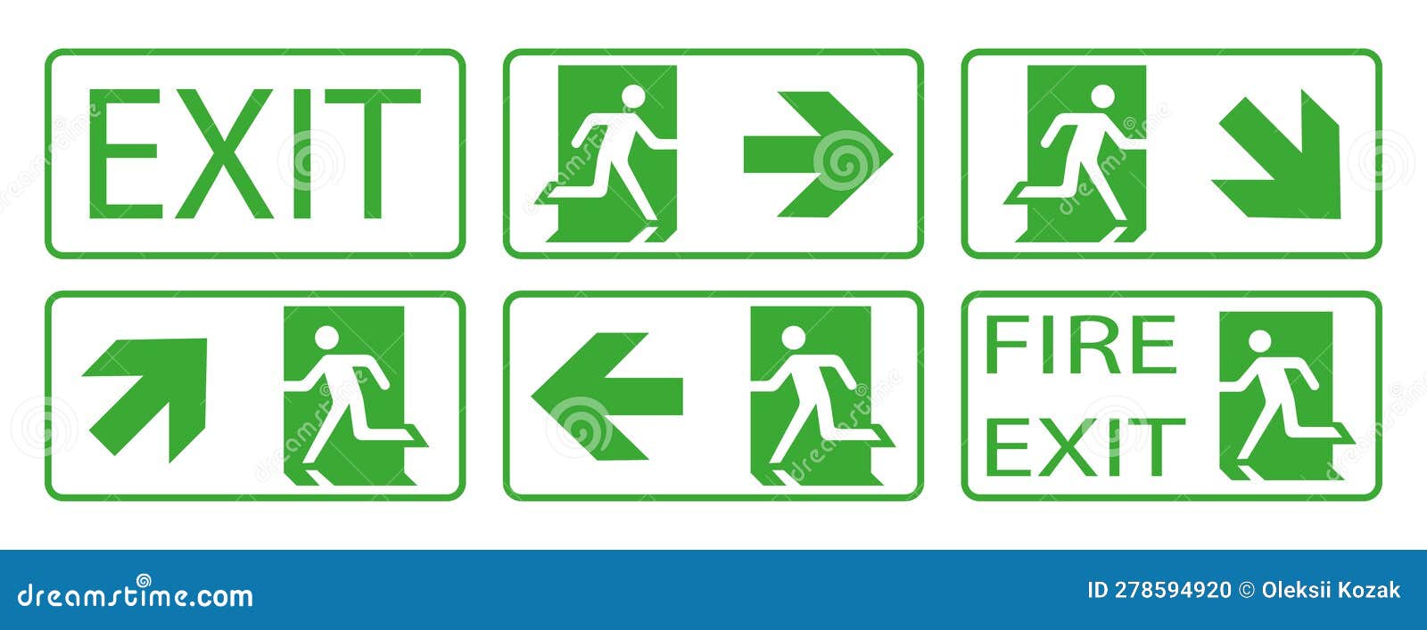 Fire Exit Sign, Vector Illustration. Exit Emergency Exit Symbols Stock ...