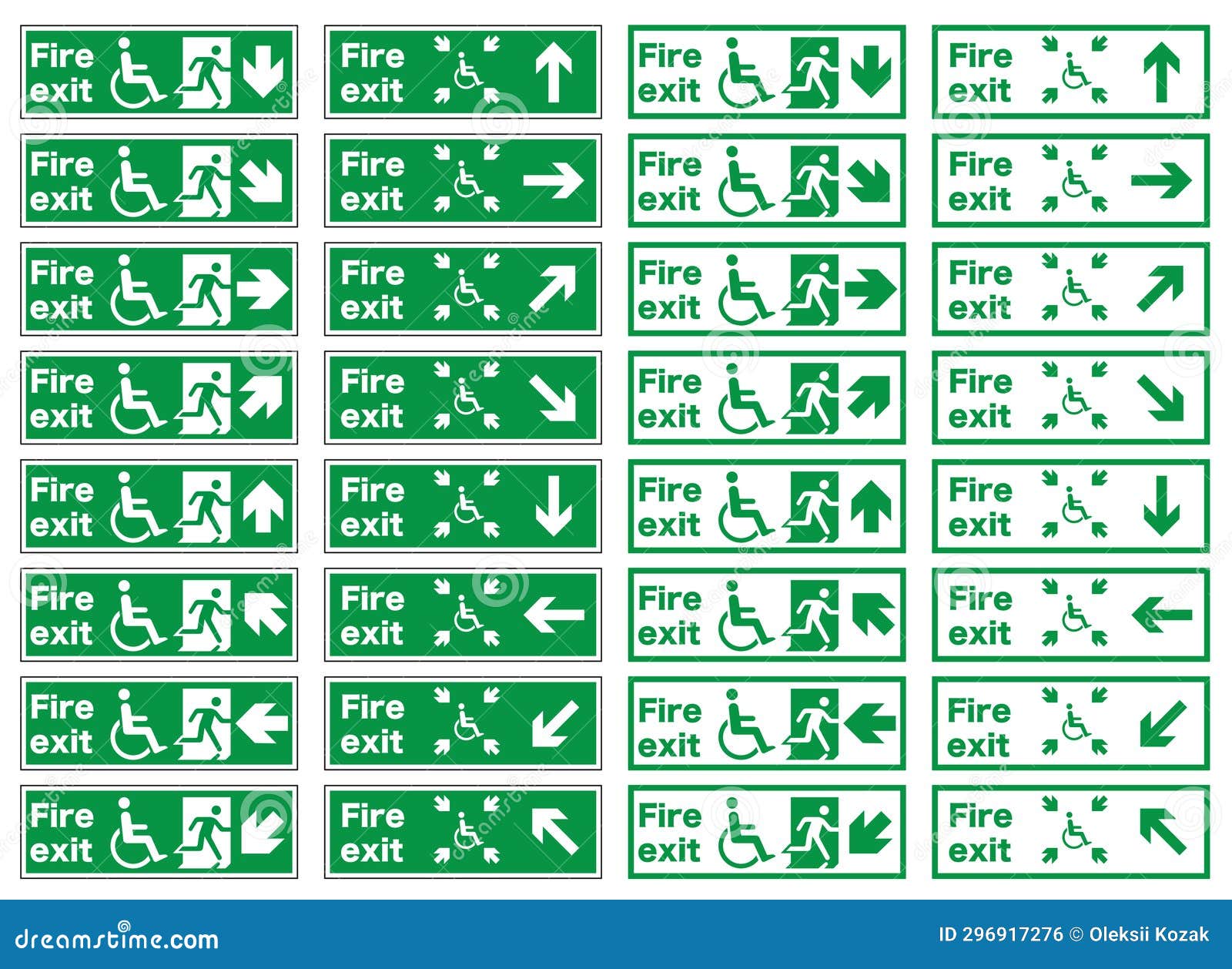 Fire Exit Signs. Set of Emergency Exit and Fire Exit Signs, Emergency ...