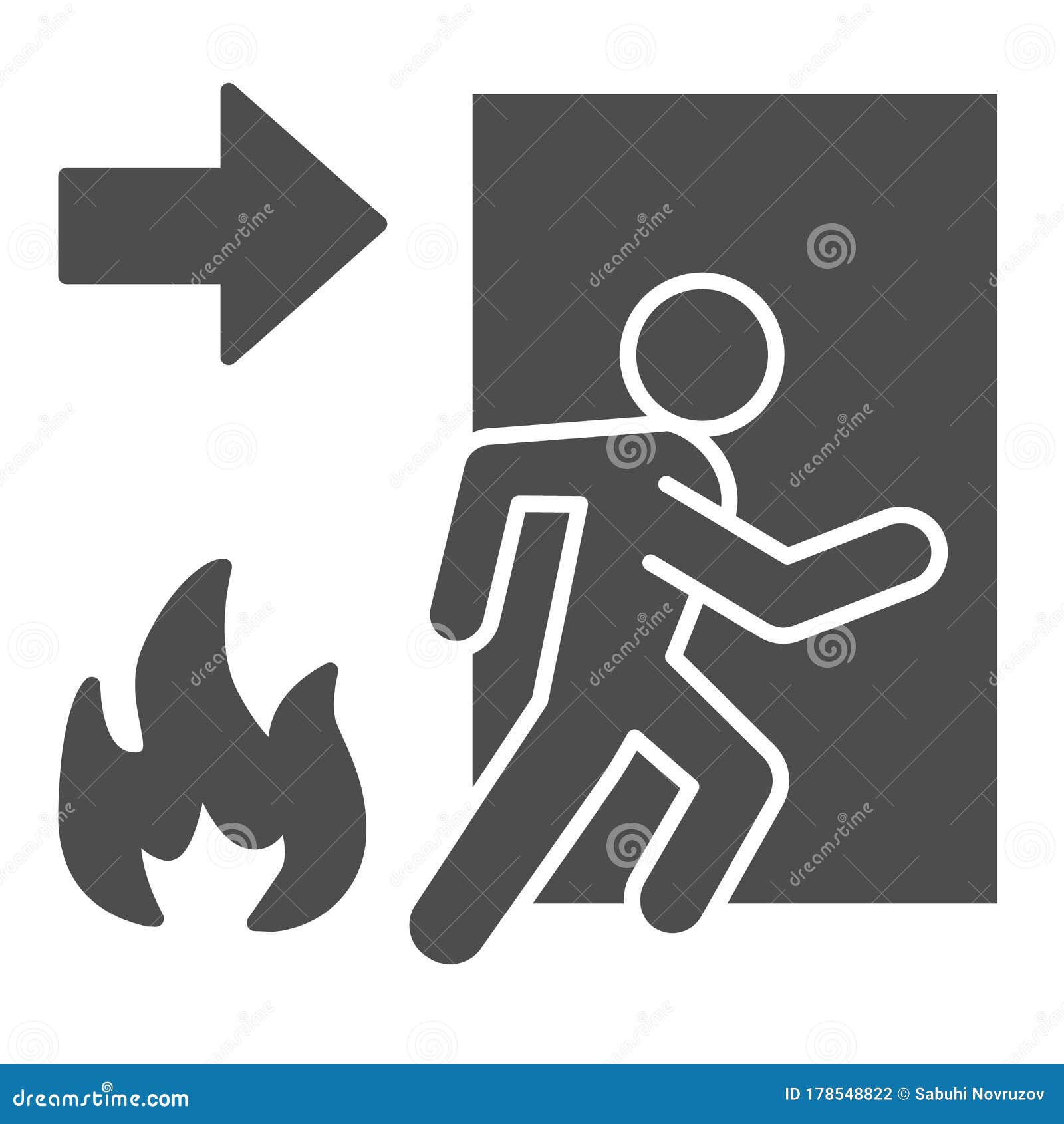 Fire Exit Solid Icon. Emergency Evacuation Glyph Style Pictogram on ...