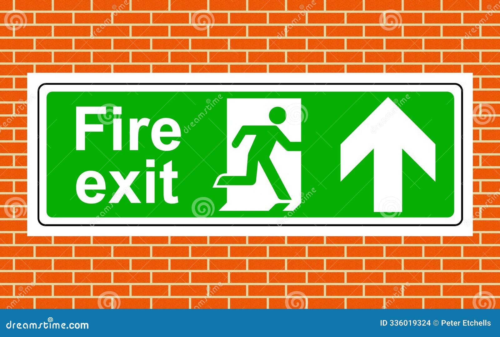 Fire Exit Up Sign on the Wall Stock Illustration - Illustration of ...