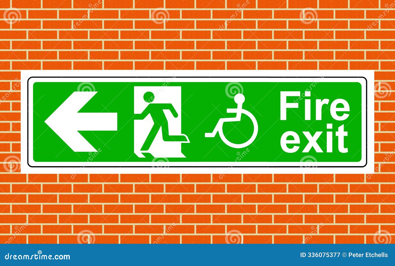Fire Exit Wheelchair Access Left Sign on the Wall Stock Illustration ...