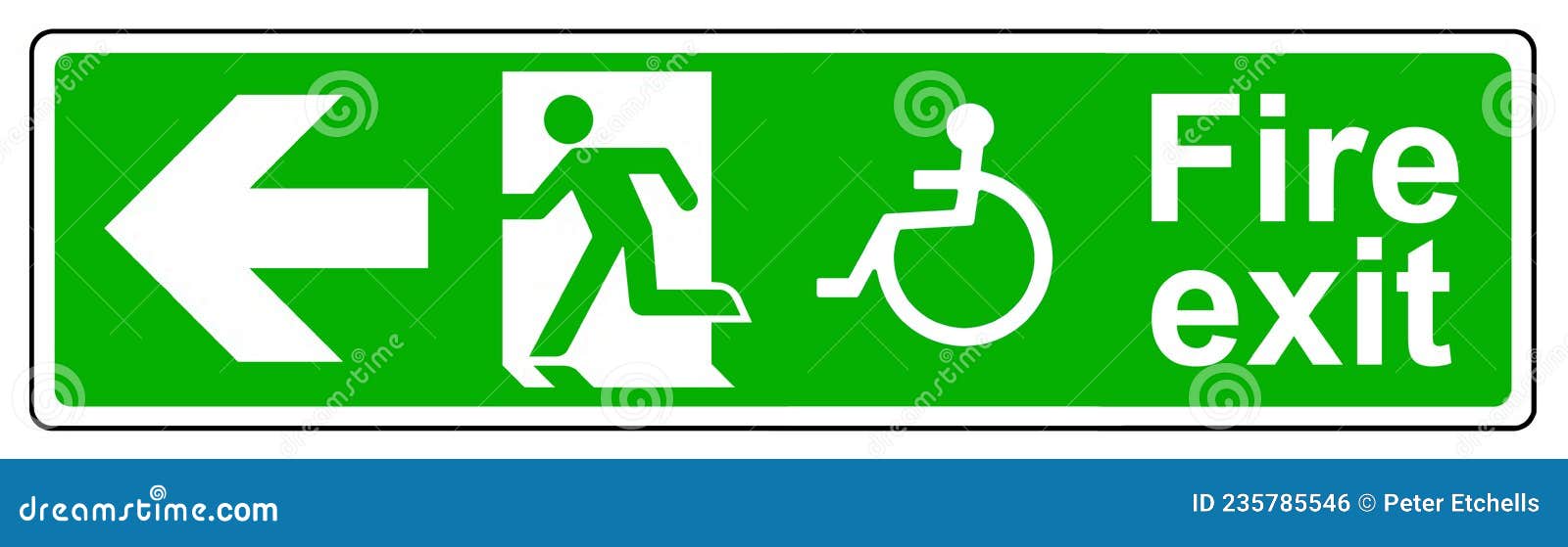 Fire Exit Wheelchair Access Left Sign Stock Illustration - Illustration ...