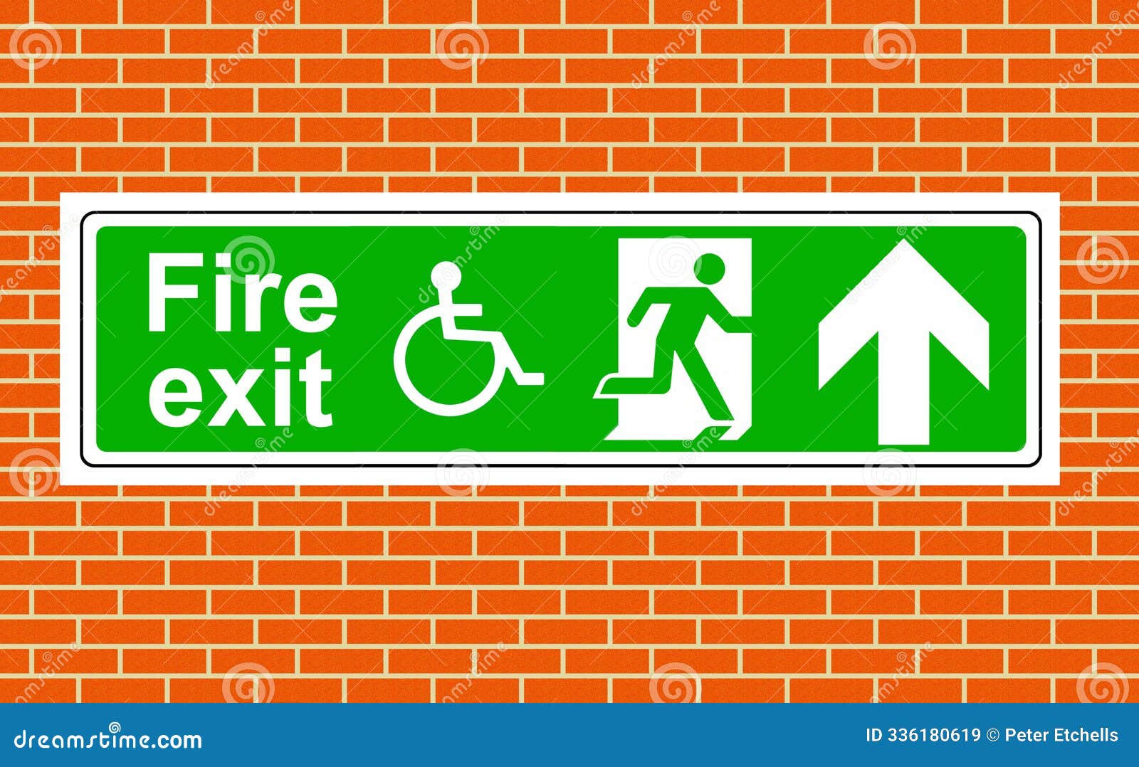 Fire Exit Wheelchair Access Up Sign on the Wall Stock Image - Image of ...