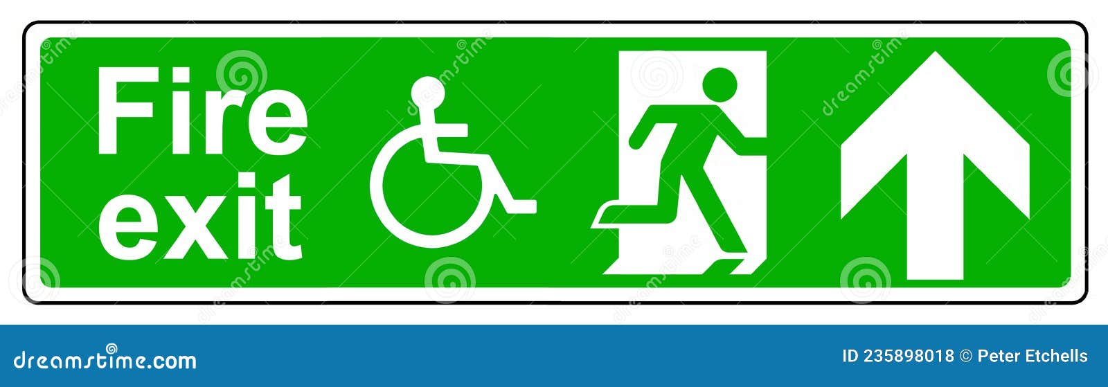 Fire Exit Wheelchair Access Up Sign Stock Illustration - Illustration ...