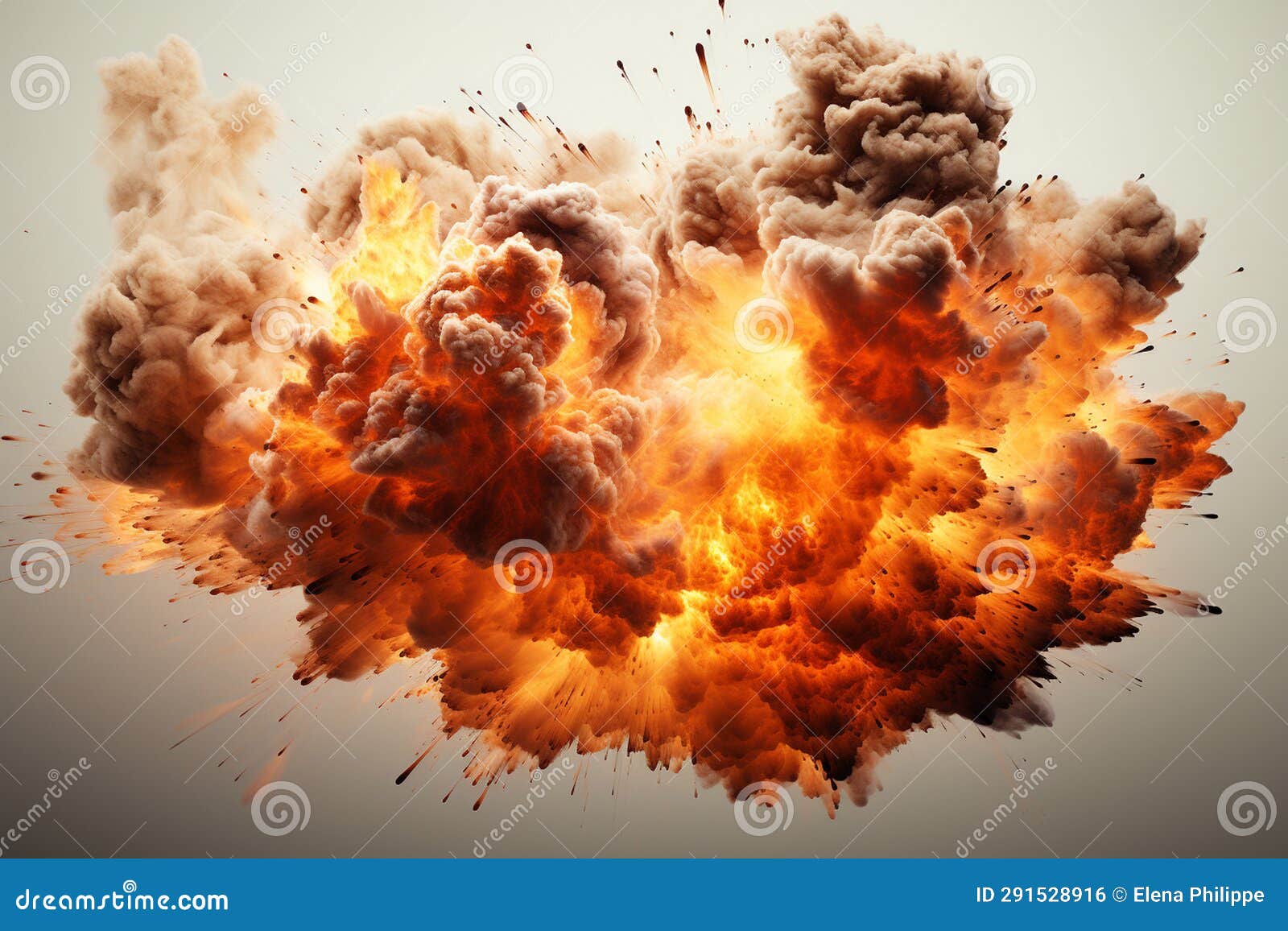 Fire Explosion Against White Background. AI Generative Stock Illustration - Illustration of ...
