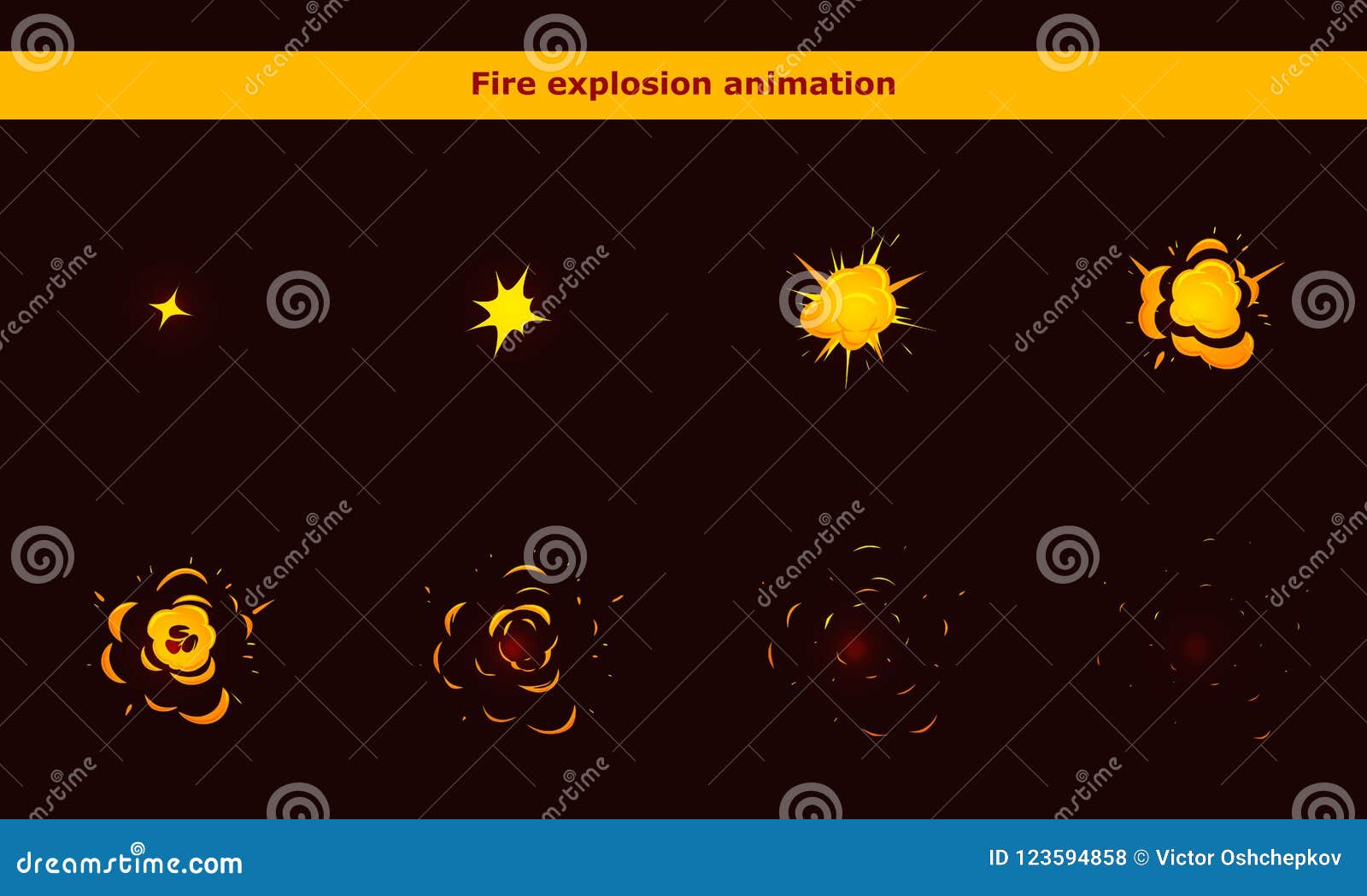 Fire Explosion Animation Frames for Cartoon Game Stock Vector ...