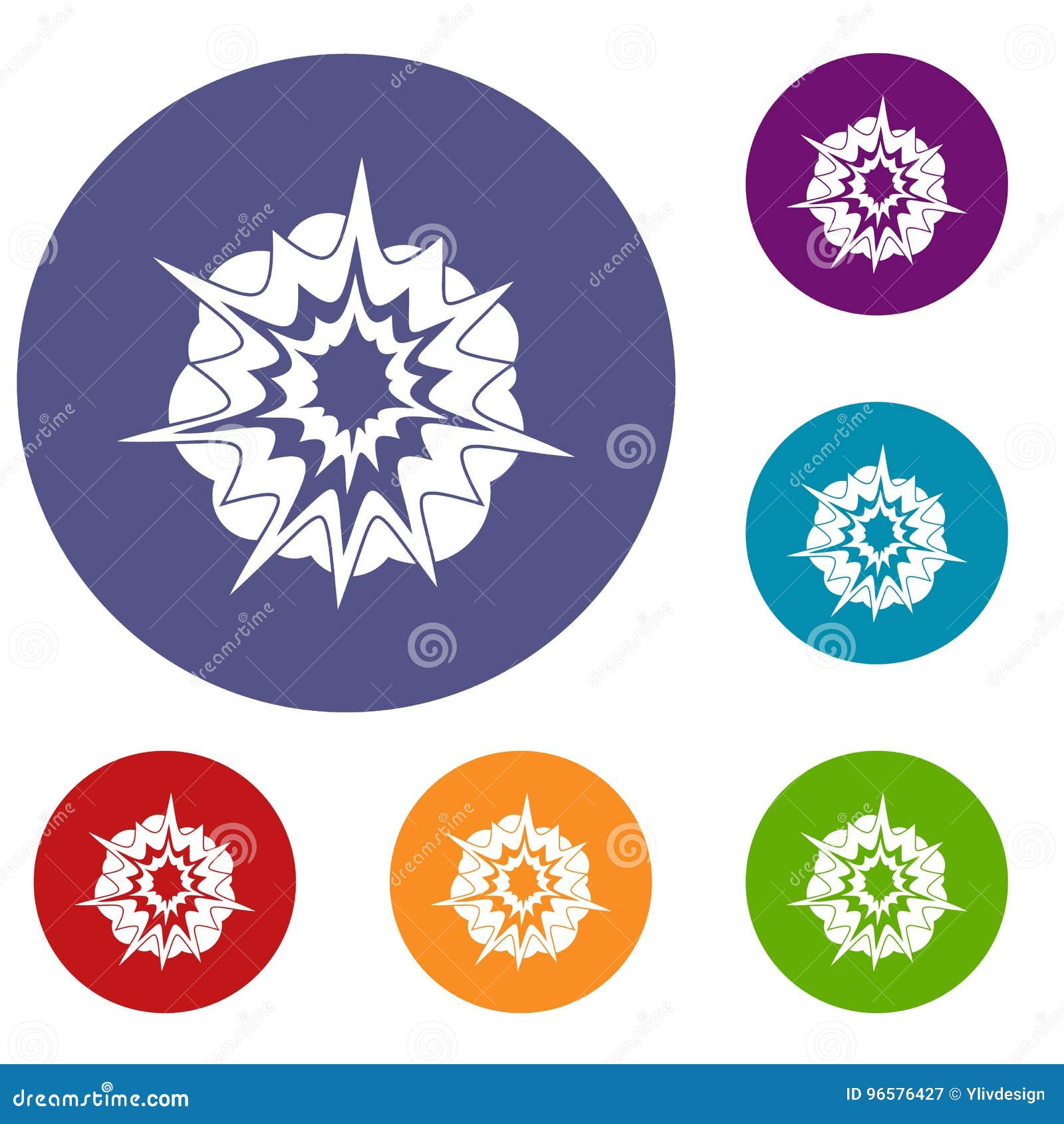 Fire explosion icons set stock vector. Illustration of fire - 96576427