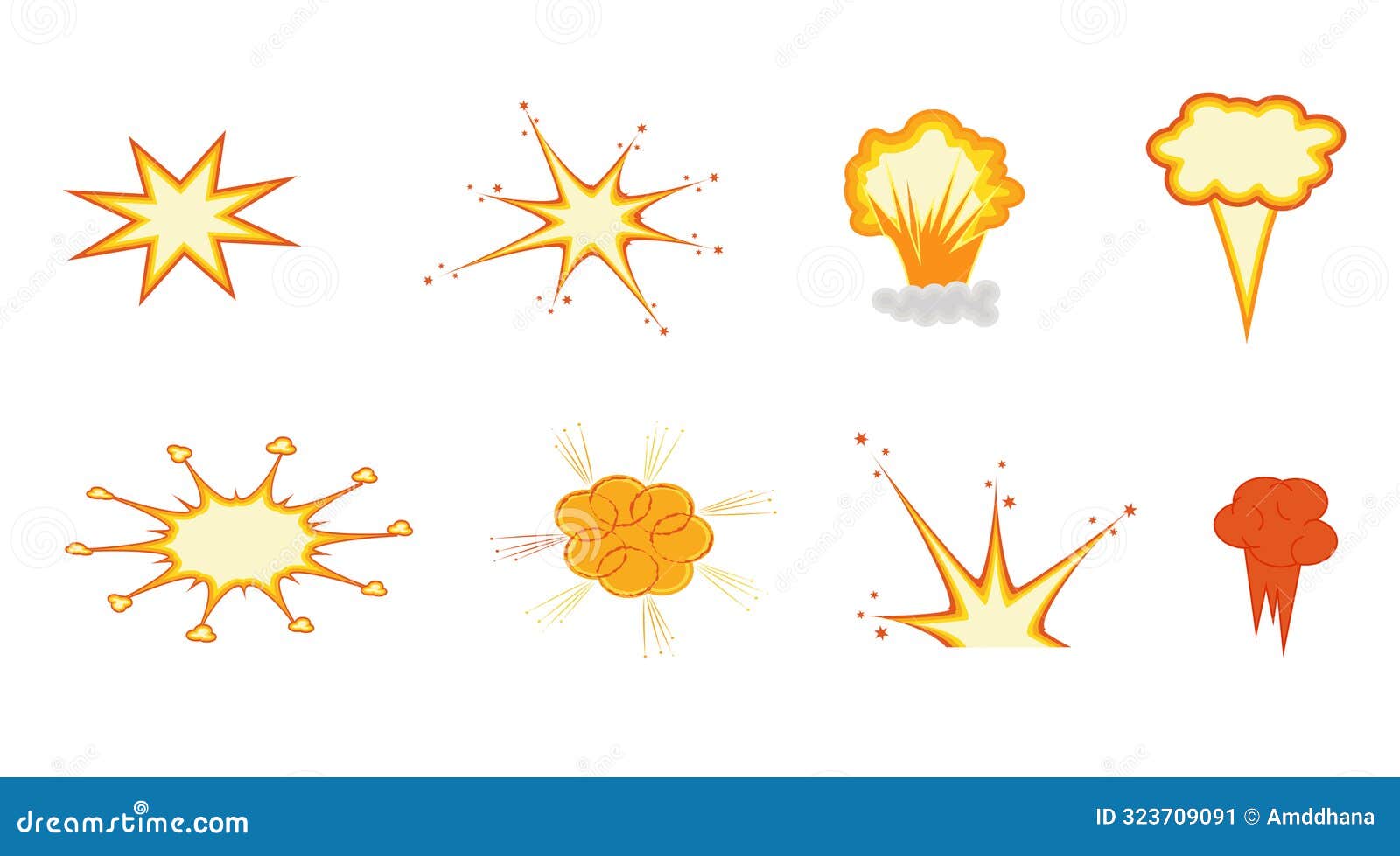 Fire Explosion Illustrations on a Isolated White Background Stock ...