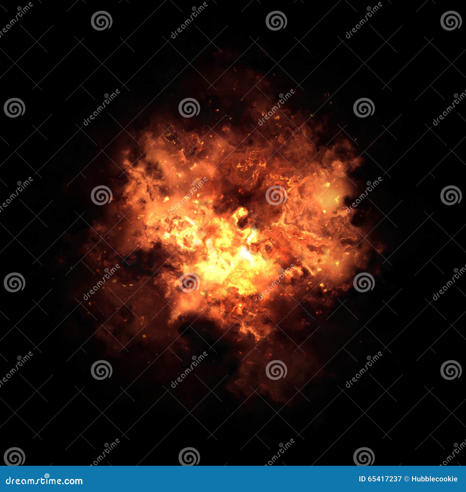 Fire Explosion Isolated on Black Background Stock Illustration ...
