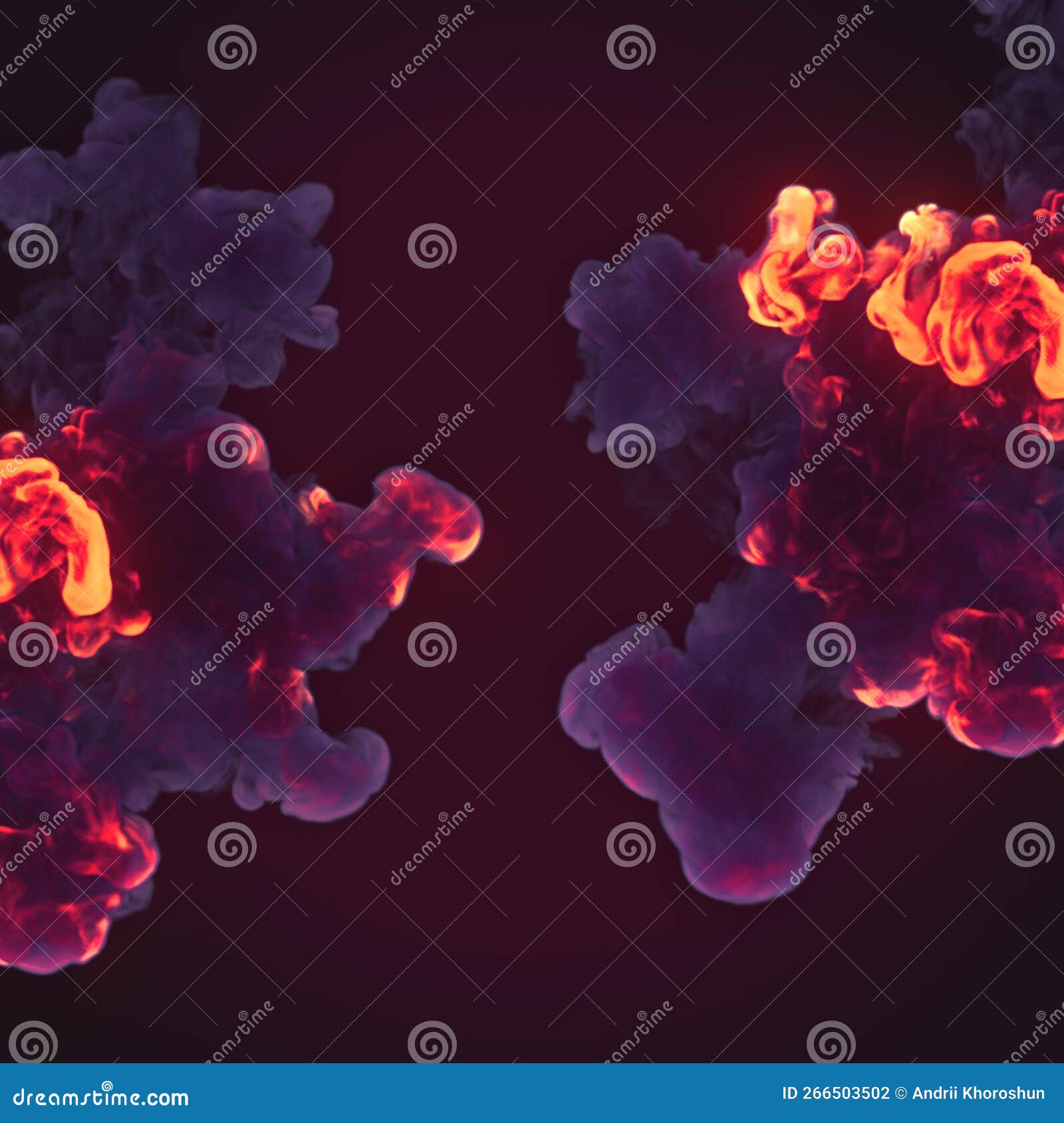 Fire Explosion with Smoke Trails on Dark Background. Abstract Digital ...