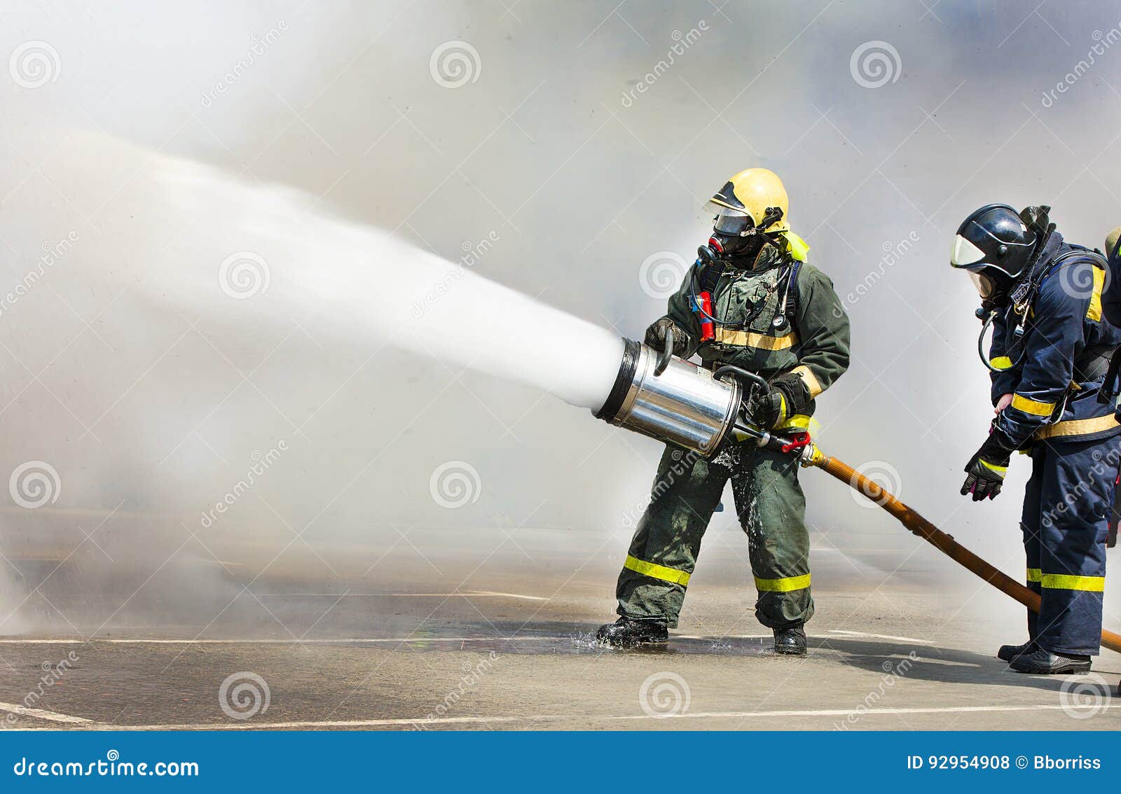 Fire Extinguish the Fire with Foam in the Smoke. Editorial Stock Photo ...