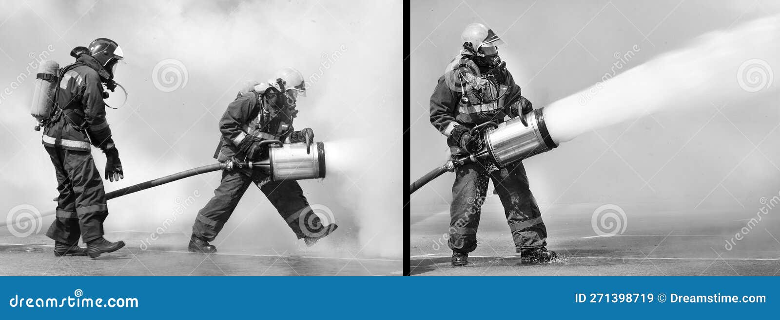 Fire Extinguish the Fire with Foam in the Smoke. Stock Image - Image of ...