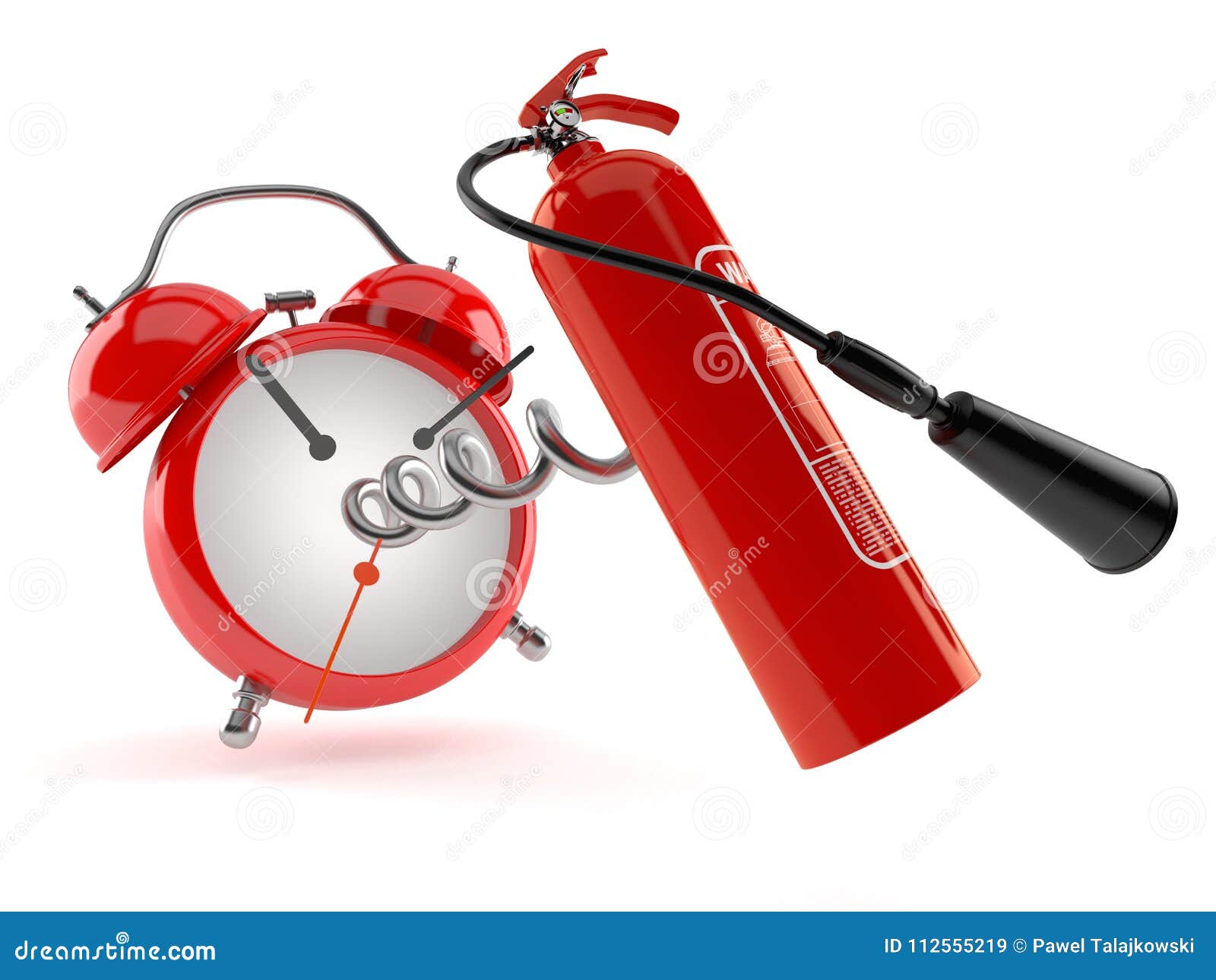 Fire Extinguisher with Alarm Clock Stock Illustration - Illustration of ...