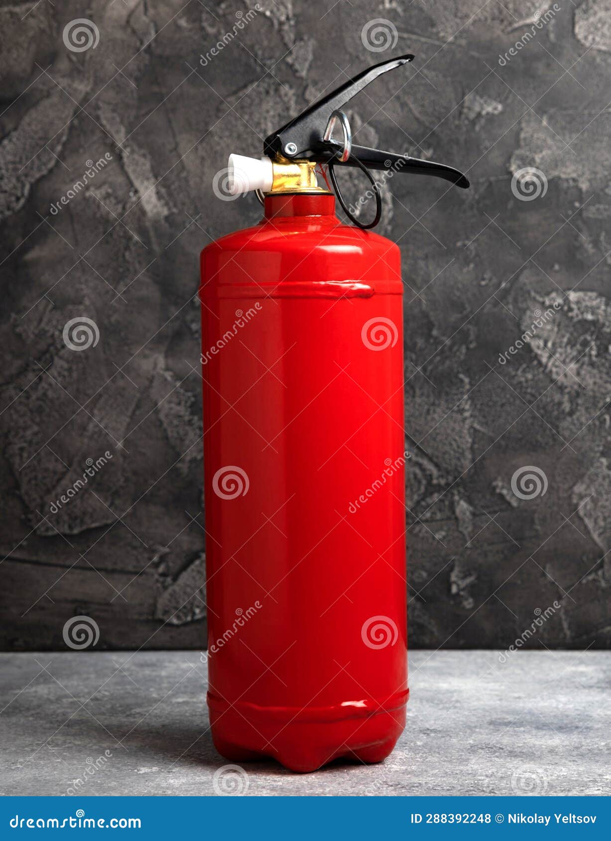 Fire Extinguisher on the Background of Wall. Stock Photo - Image of ...