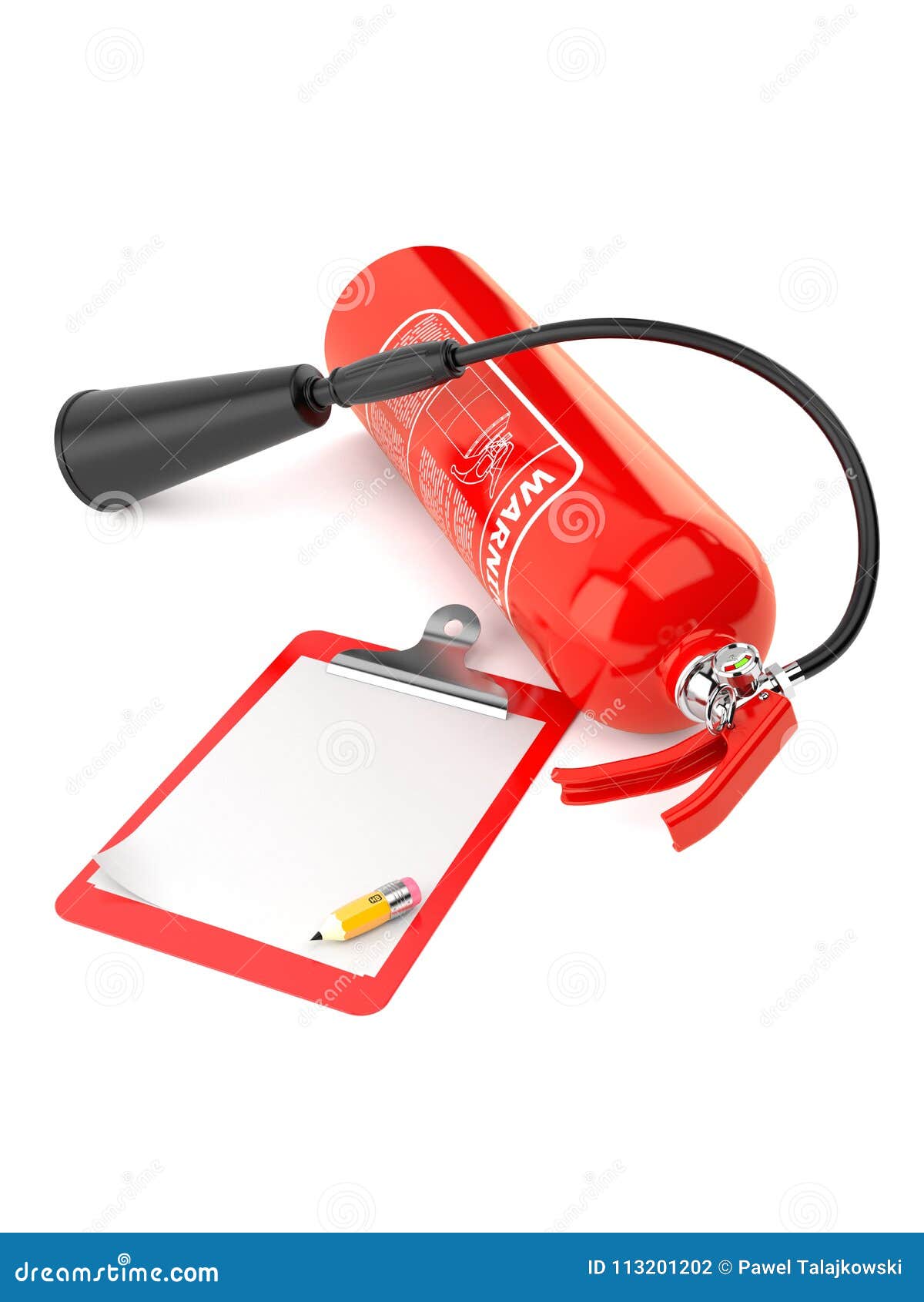 Fire Extinguisher with Blank Clipboard Stock Illustration ...