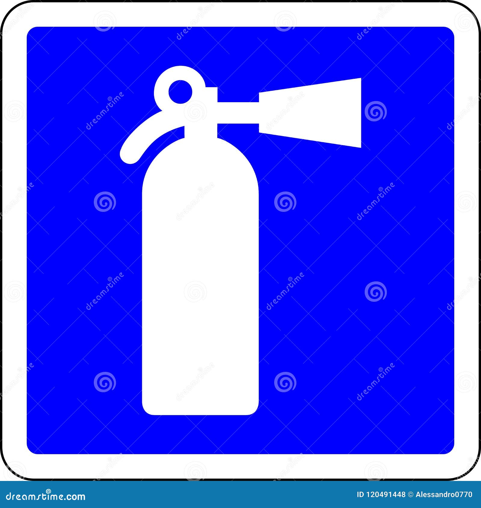 Fire Extinguisher Blue Sign Stock Illustration - Illustration of symbol ...