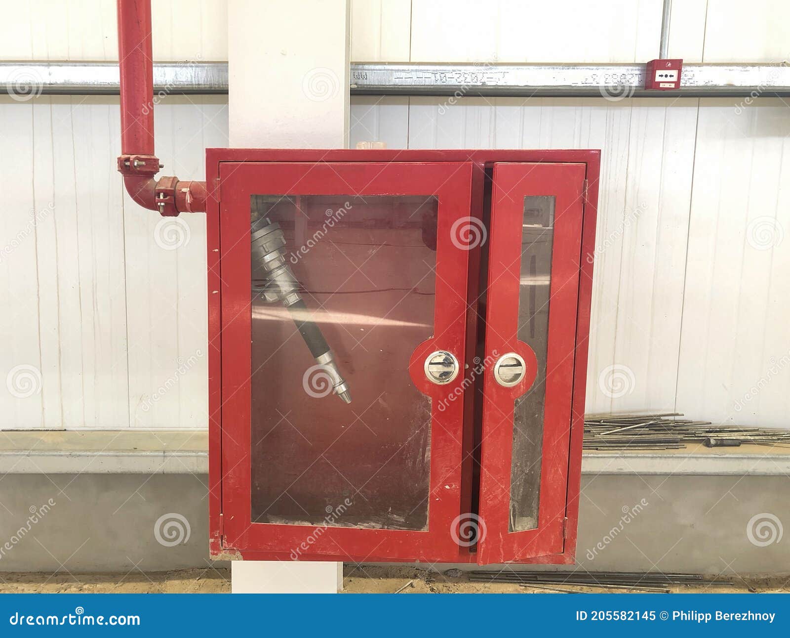 Fire Extinguisher Box with Fire Hose Inside Stock Image - Image of ...