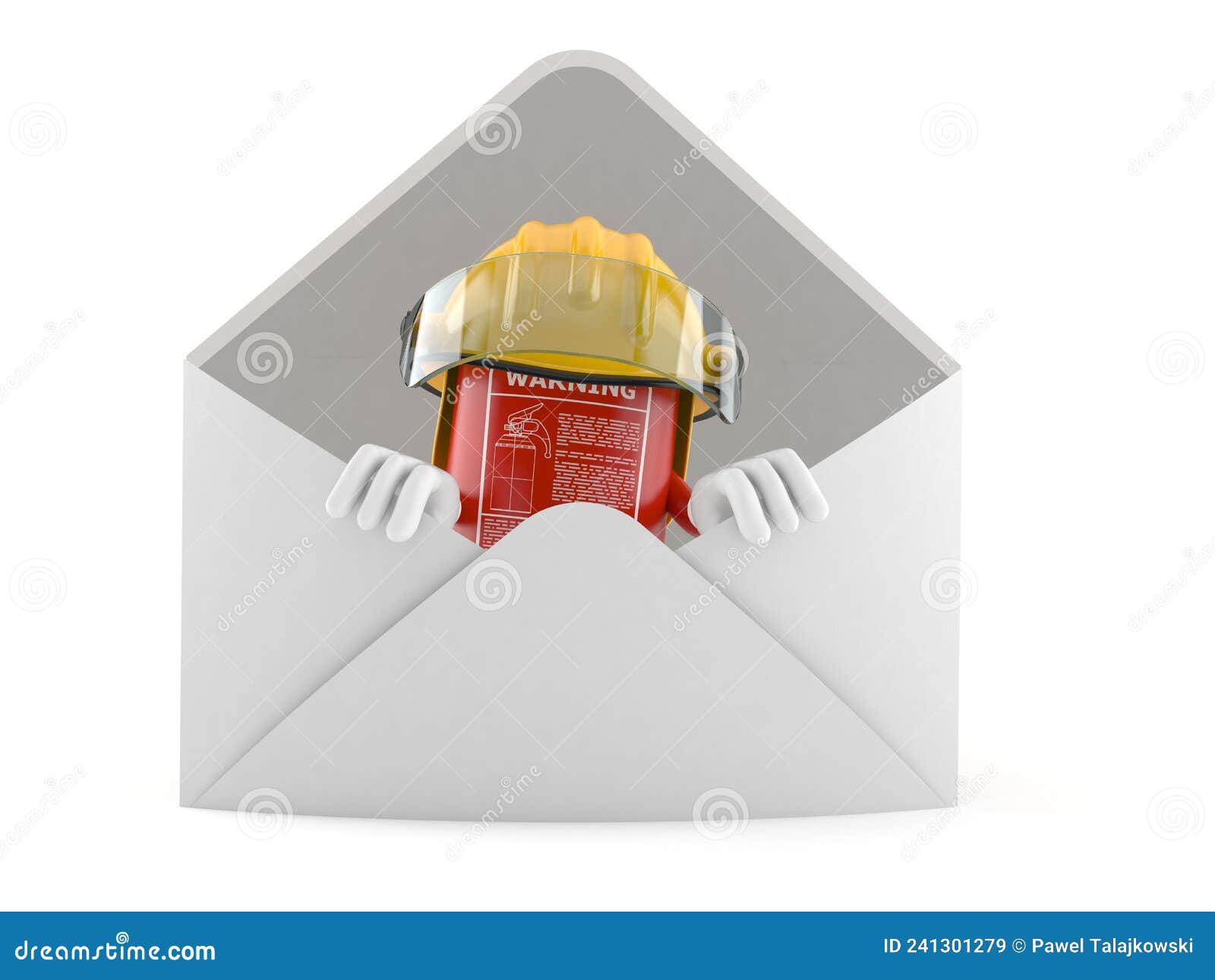 Fire Extinguisher Character Inside Envelope Stock Illustration ...