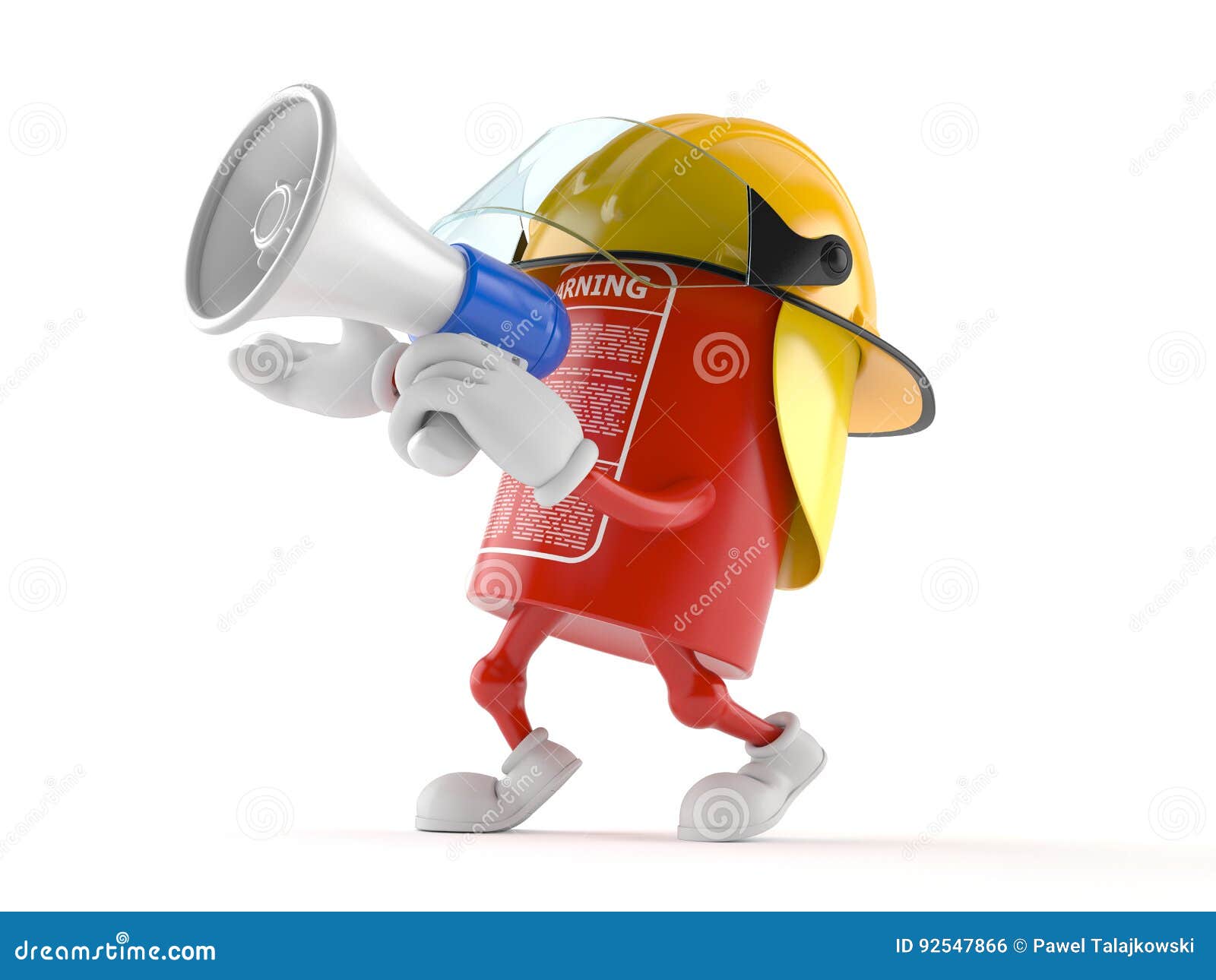 Fire Extinguisher Character Speaking through a Megaphone Stock ...
