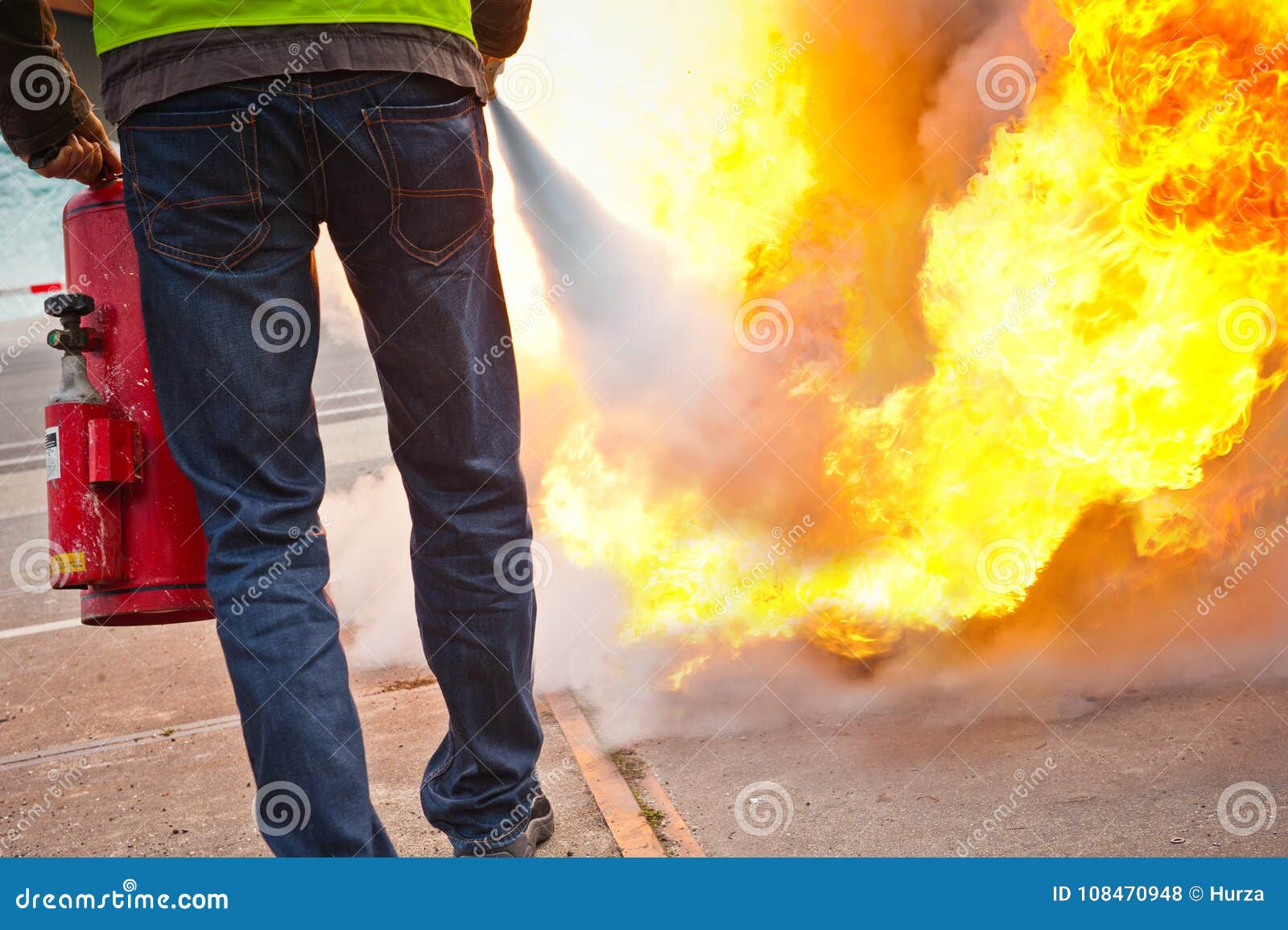 Fire extinguisher exercise stock photo. Image of extinguisher - 108470948