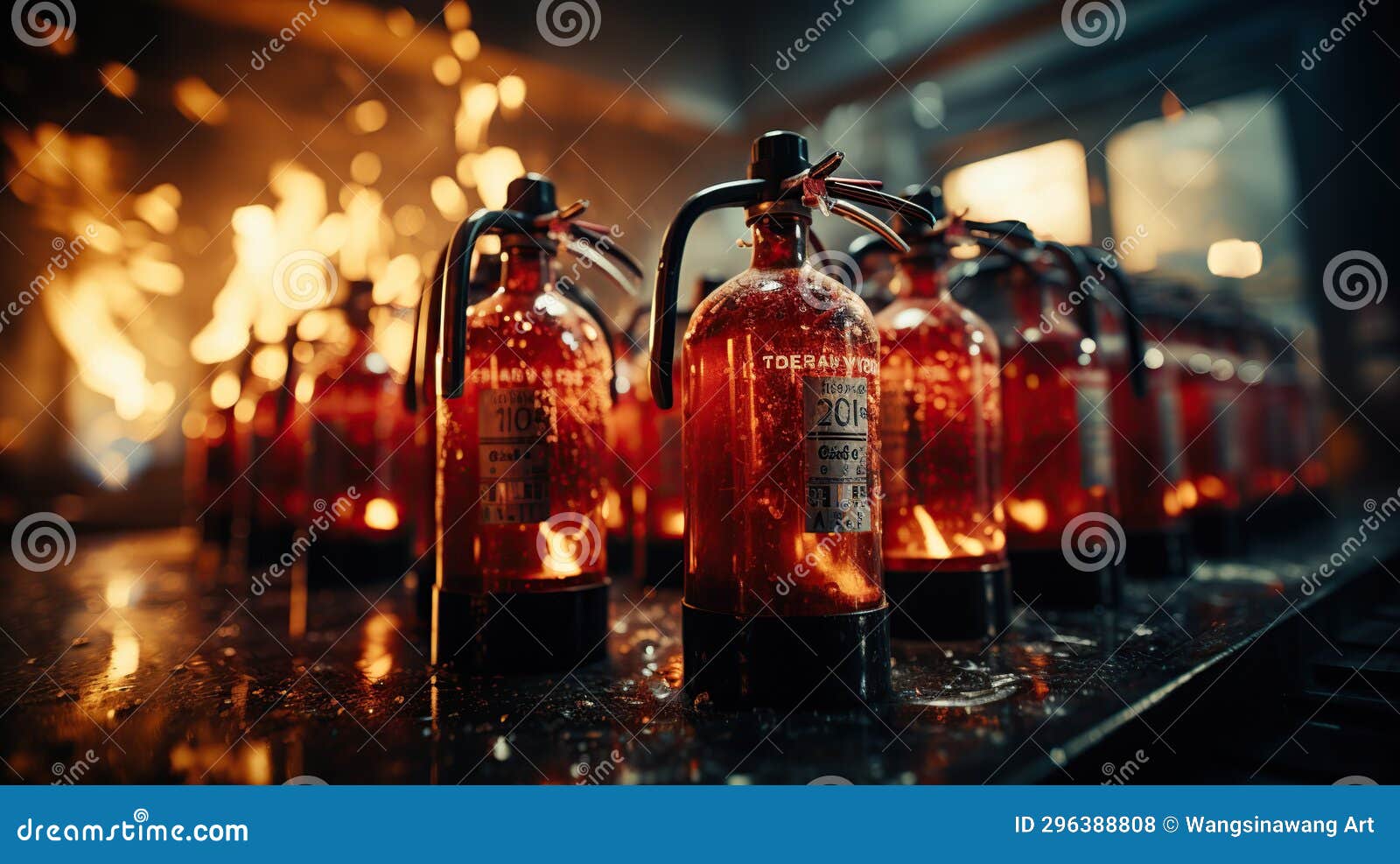 Fire Extinguisher in the Factory at Night Stock Illustration ...
