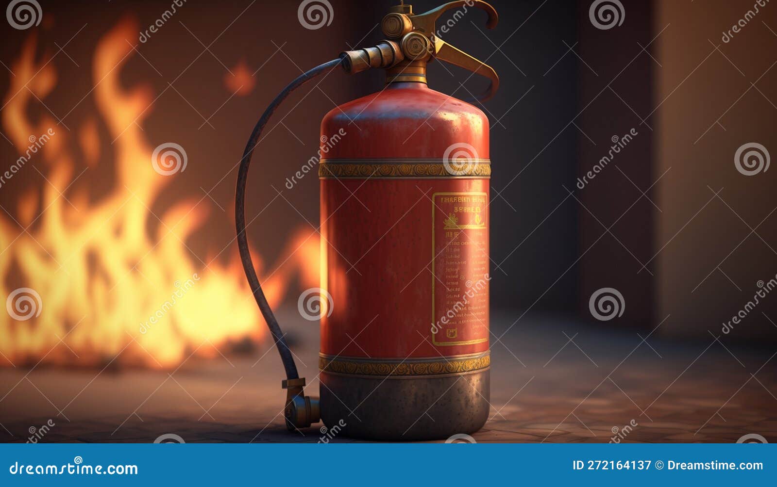 Fire Extinguisher with Flames in Background - Fighting Fire with ...