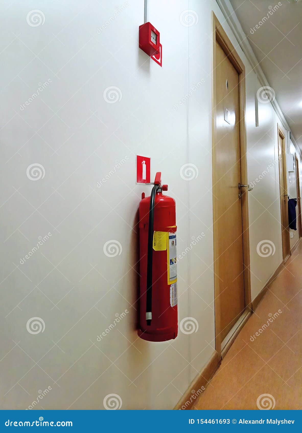 Fire Extinguisher in the Hallway Stock Image - Image of detail, hostel ...