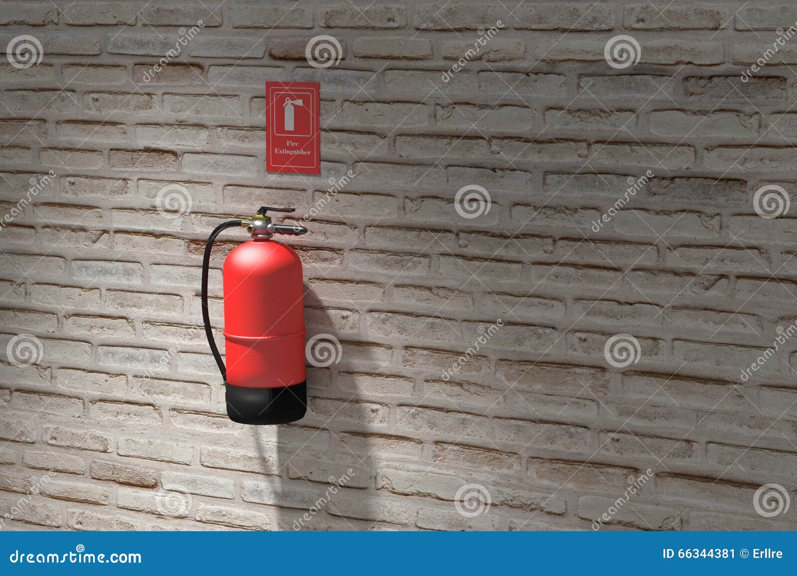Fire Extinguisher Hanging on Brick Wall Stock Illustration ...