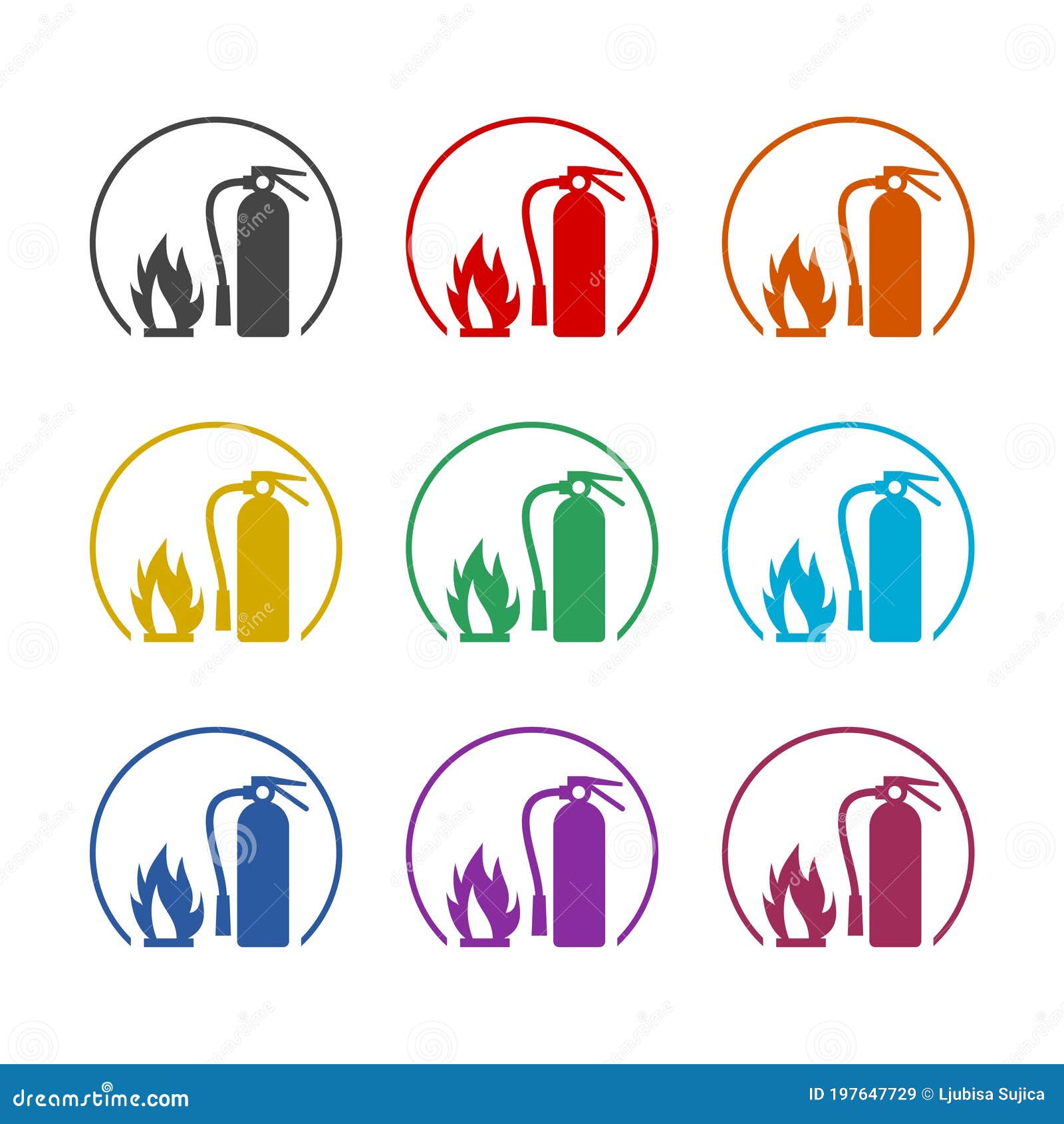 Fire Extinguisher Icon, Color Set Stock Vector - Illustration of icon ...