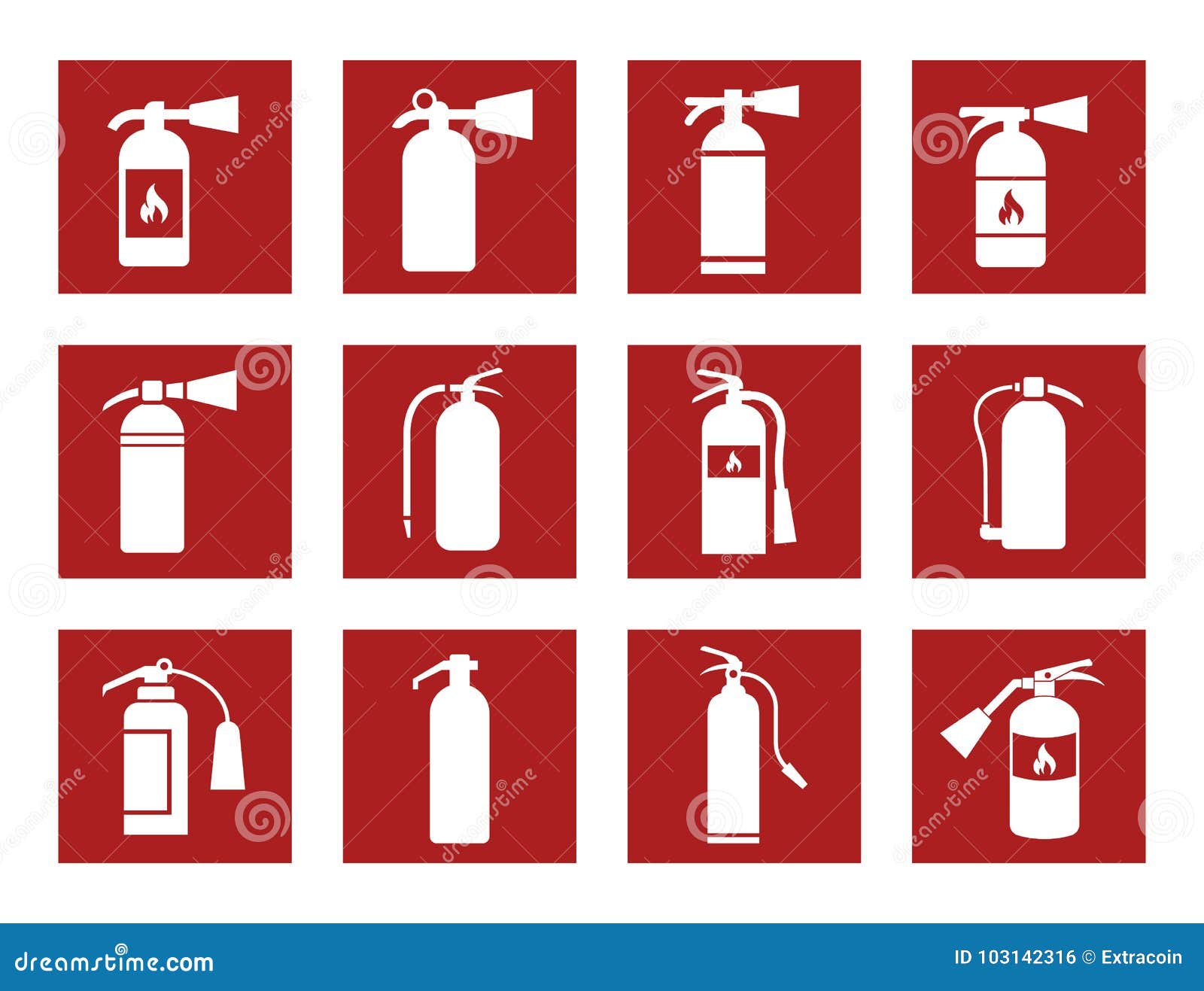 Fire extinguisher icons stock vector. Illustration of hazard - 103142316