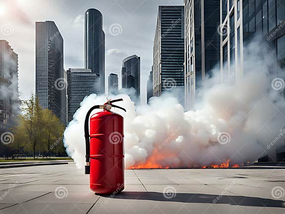 Fire Extinguisher Mounted on a Floor in Front of Modern and Elegant ...