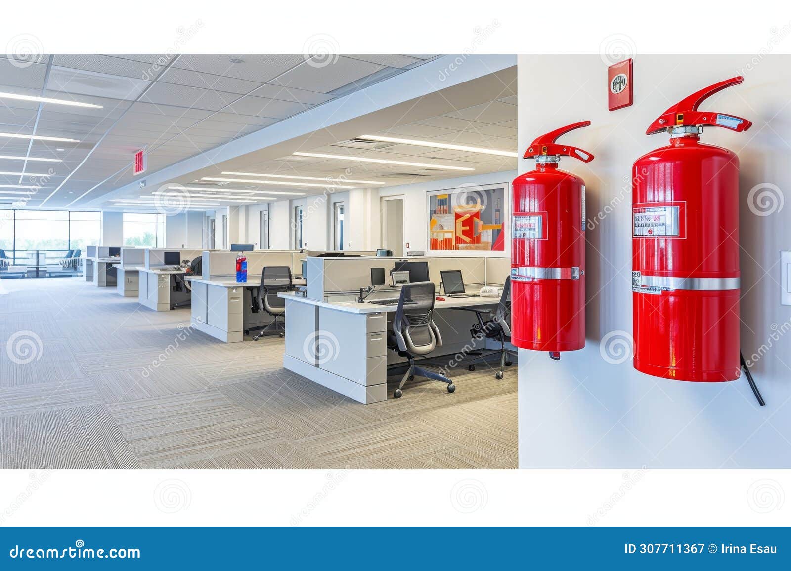 Fire Extinguisher on Office Wall Stock Image - Image of hazard ...