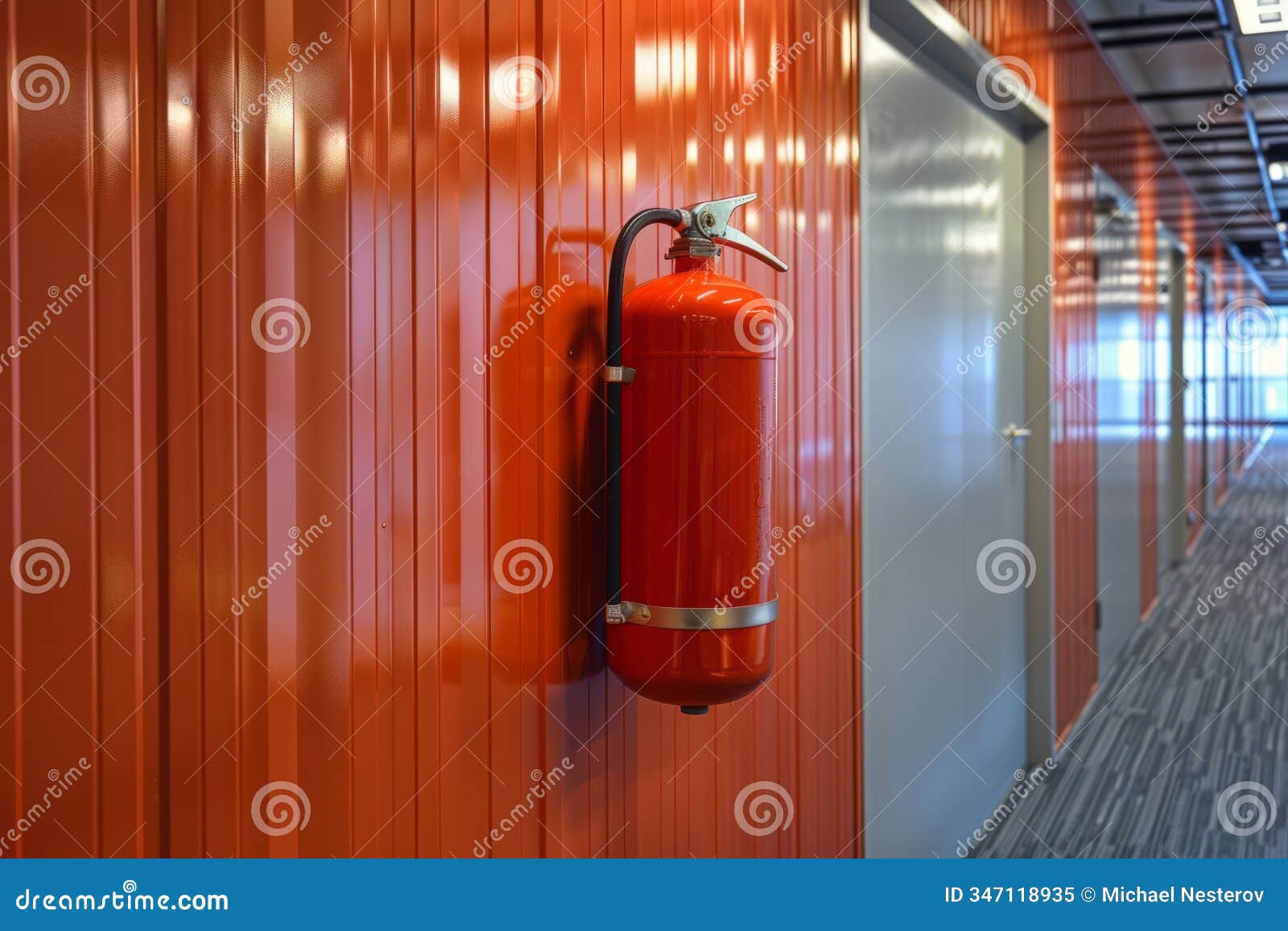 Fire Extinguisher on the Office Wall Stock Image - Image of object ...