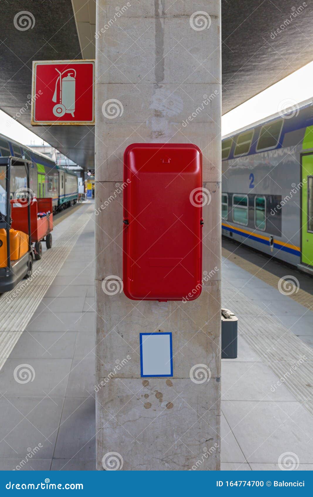 Fire Extinguisher Platform stock photo. Image of column - 164774700