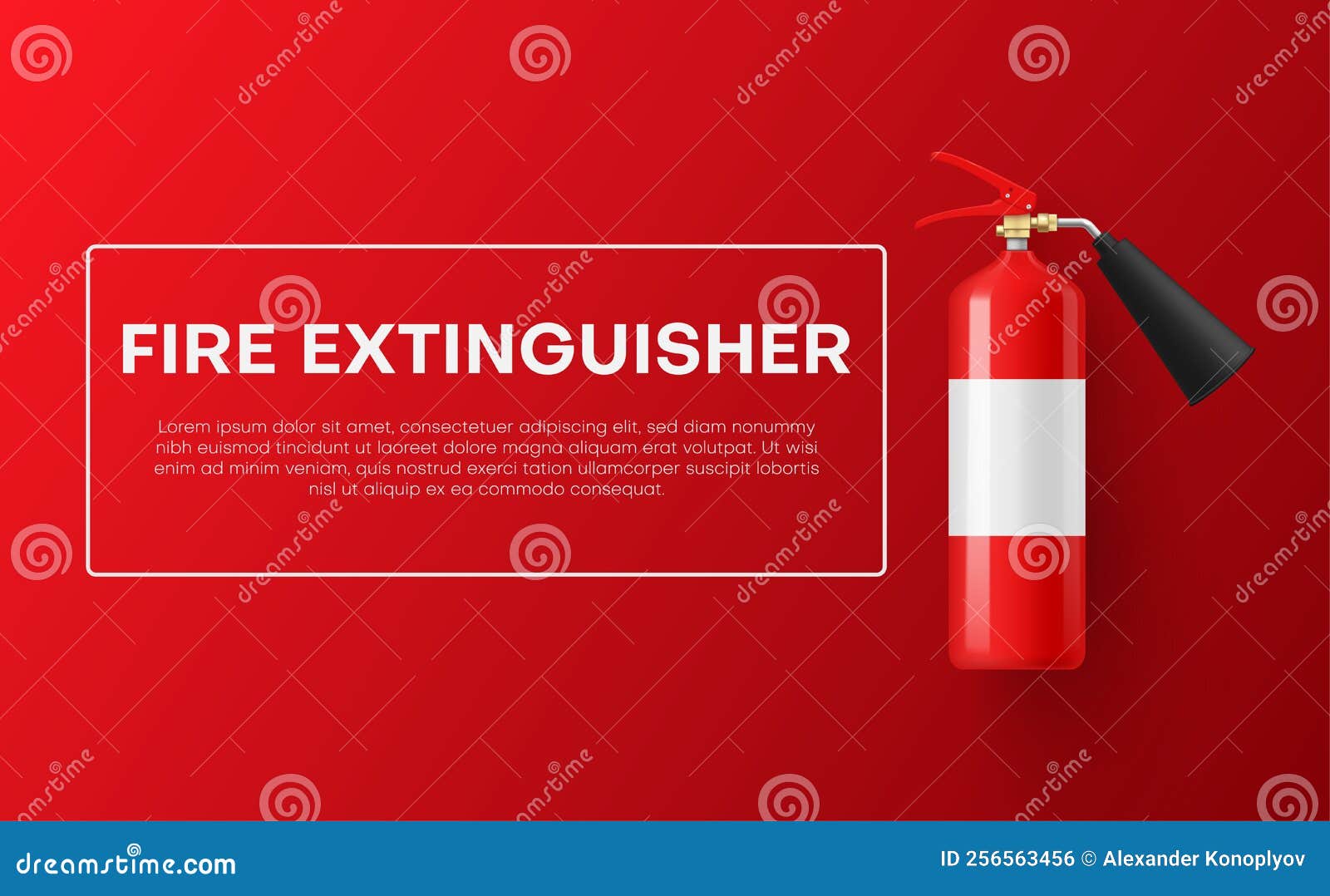 Fire Extinguisher Red Advertising Information Banner Realistic Vector ...