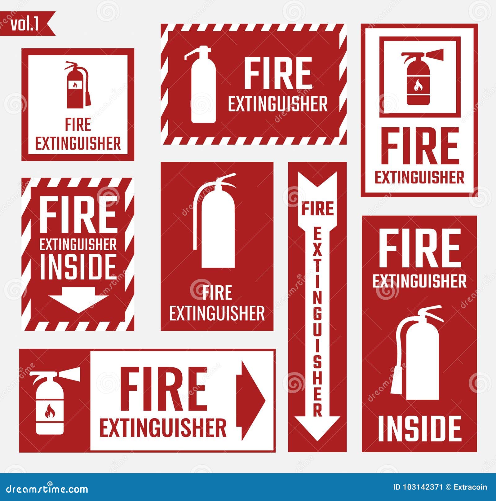 Fire Extinguisher Sign Cartoon Vector | CartoonDealer.com #103142371