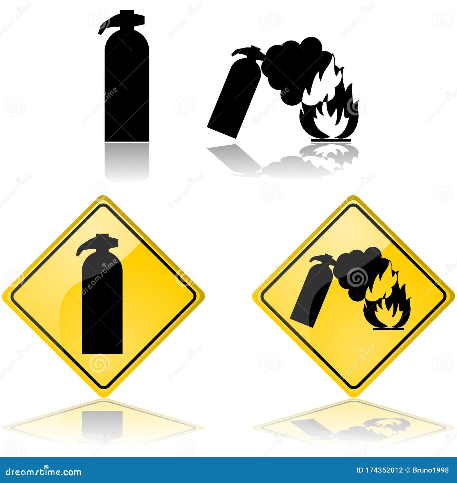 Fire extinguisher signs stock vector. Illustration of risk - 174352012
