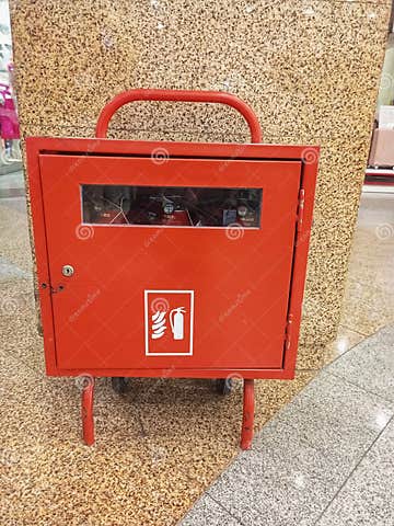 Fire Extinguisher Storage Boxes in Public Areas. Stock Image - Image of ...