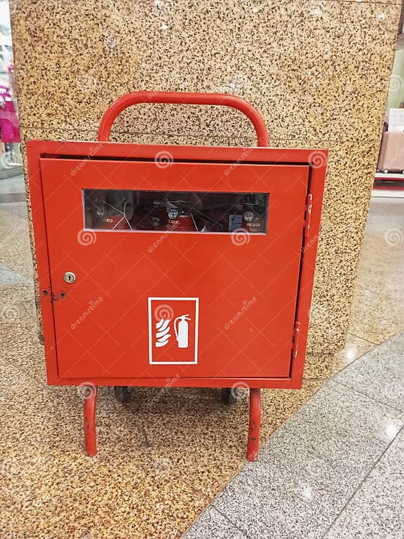 Fire Extinguisher Storage Boxes in Public Areas. Stock Image - Image of ...