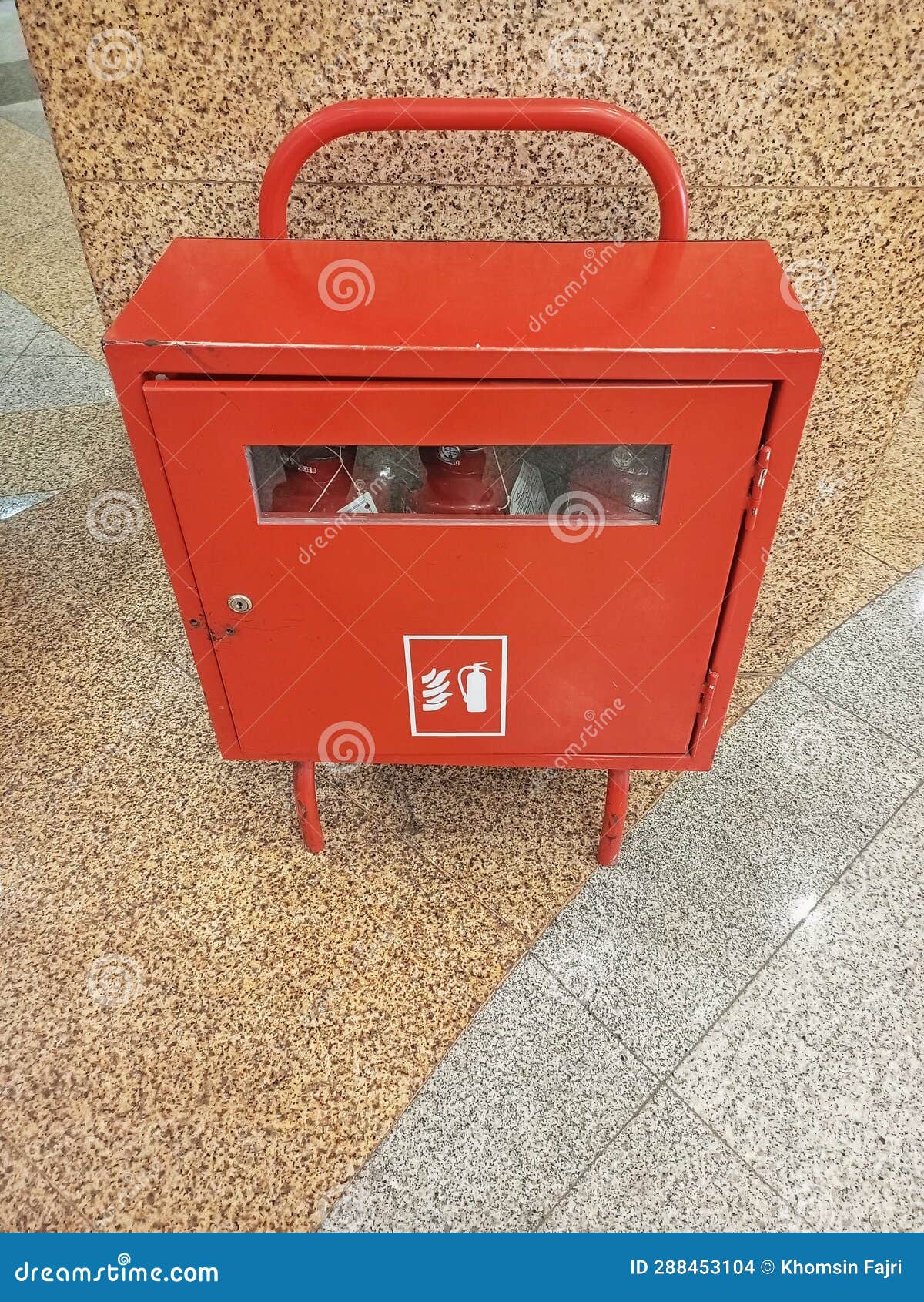 Fire Extinguisher Storage Boxes in Public Areas. Stock Photo - Image of ...