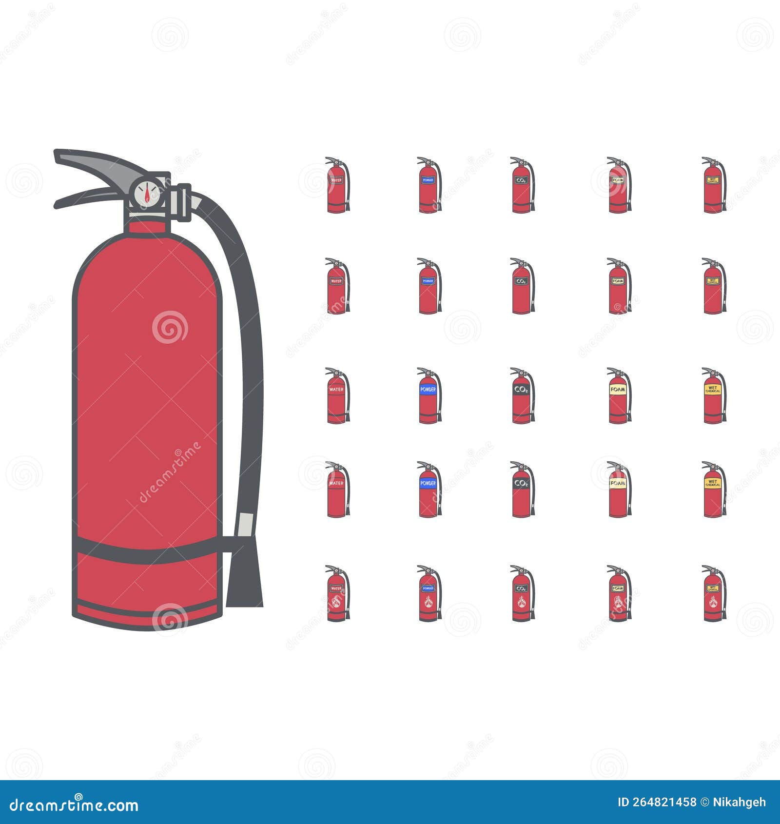 Fire Extinguisher Suppression Safety Equipment Tool Vector Illustration ...