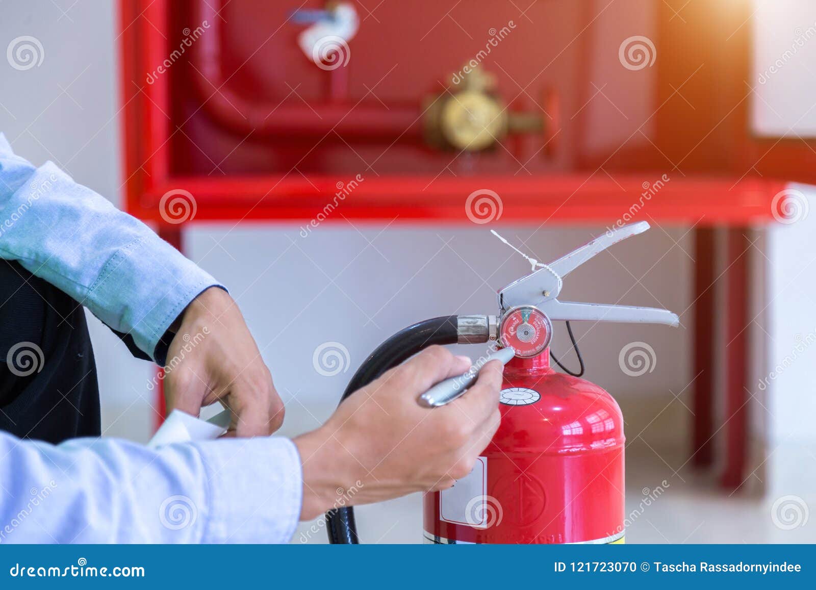 Fire extinguisher systems. stock photo. Image of industry - 121723070